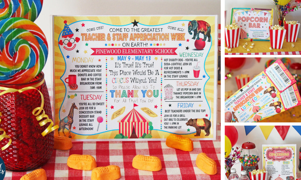 Carnival Circus Themed Teacher Appreciation Week Printable Party Set ...