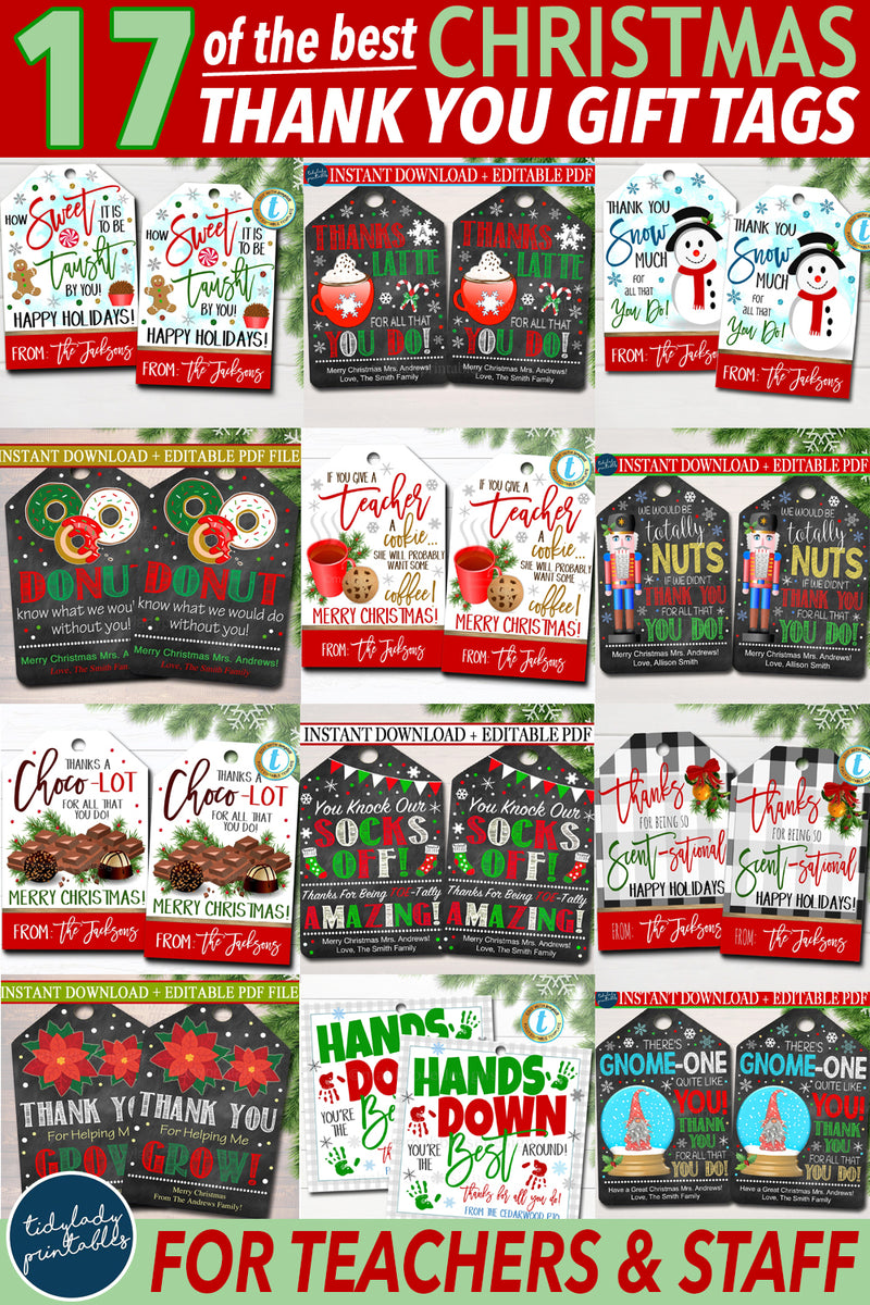 Teacher Christmas Gift Tag Ideas | TidyLady Printables