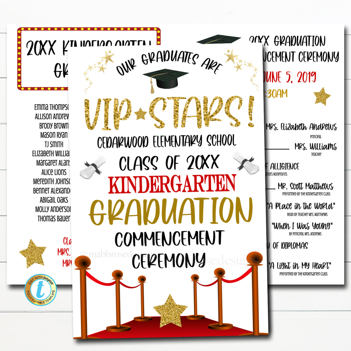 Hollywood Red Carpet Theme Graduation Ceremony Program Template ...