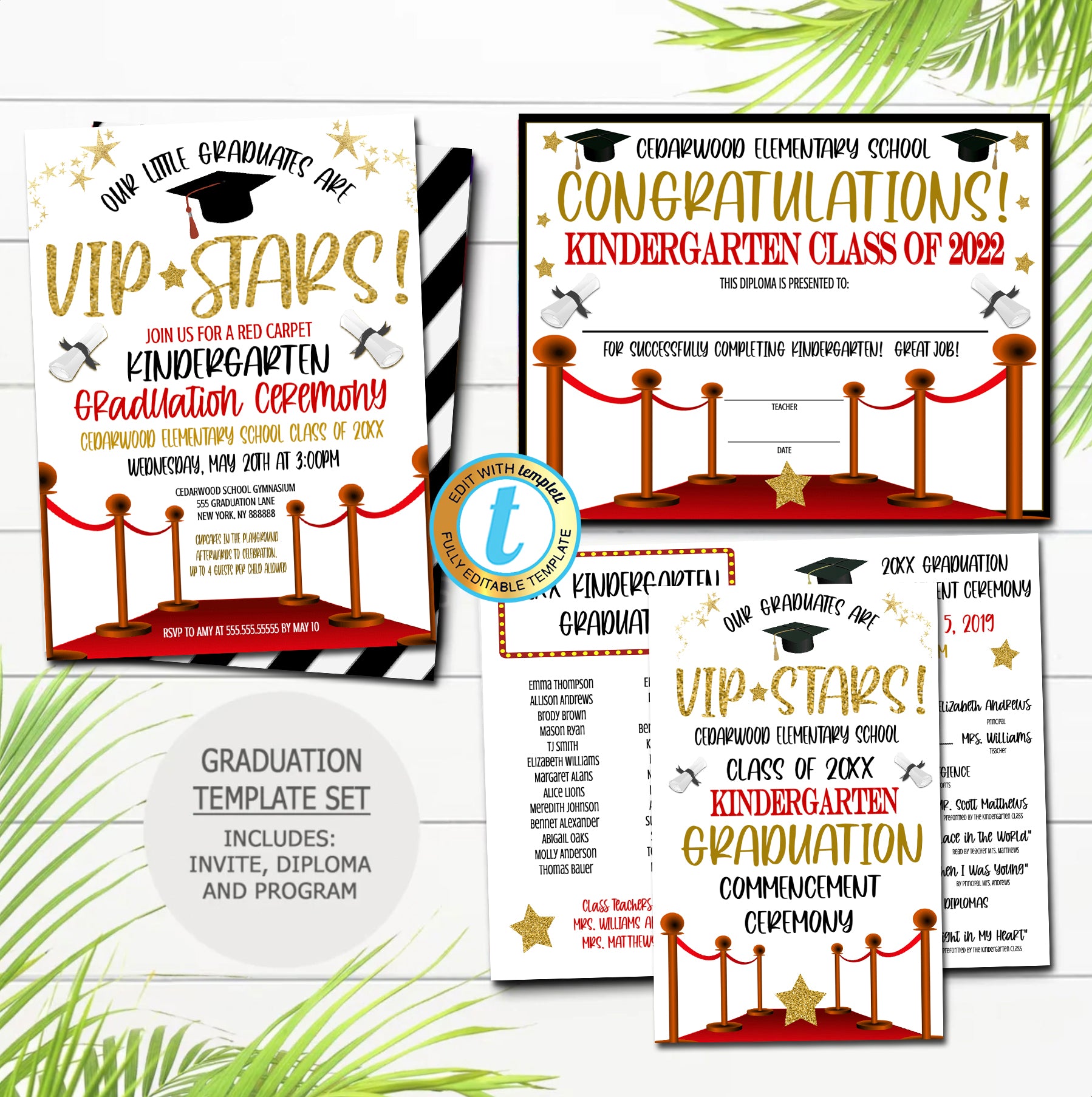 Hollywood Red Carpet Graduation Templates | Tidylady Printables ...