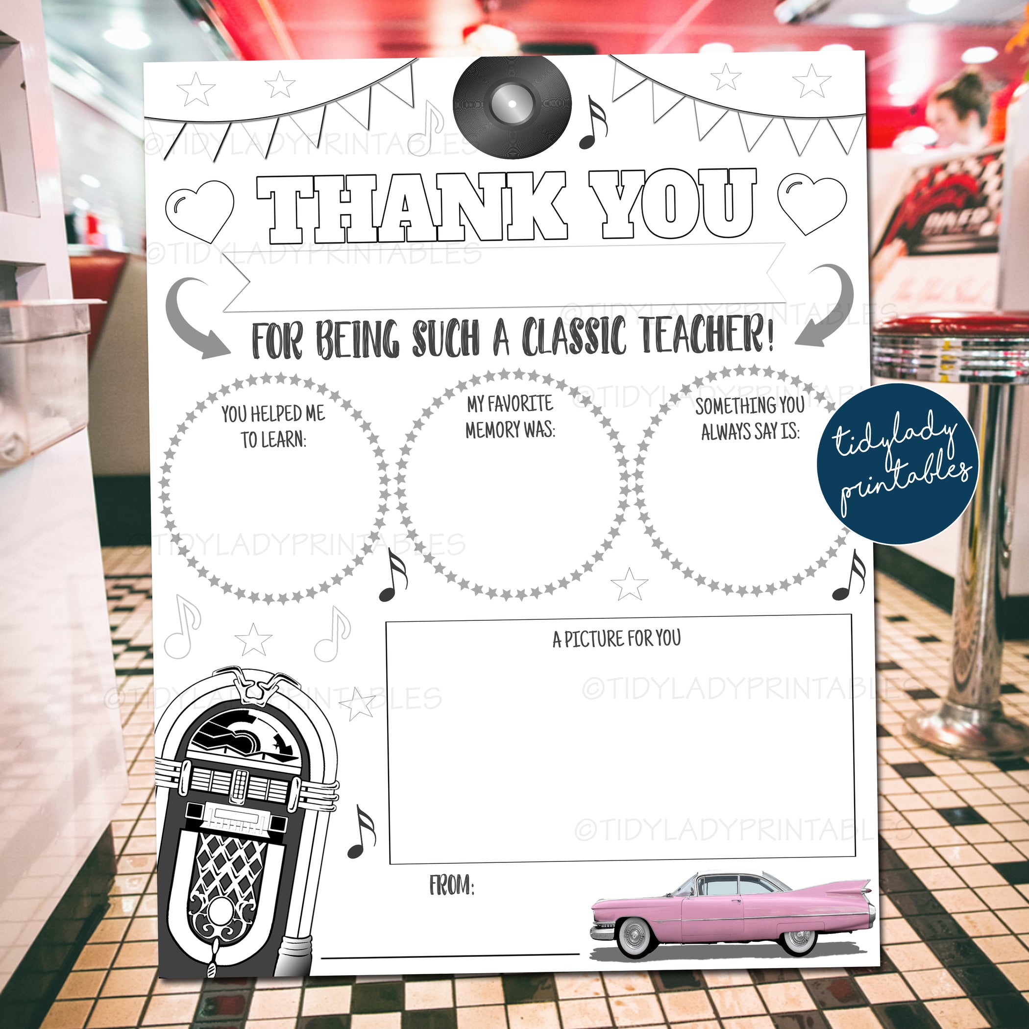 1950s Theme Teacher Appreciation Week Printable Party Set — TidyLady ...