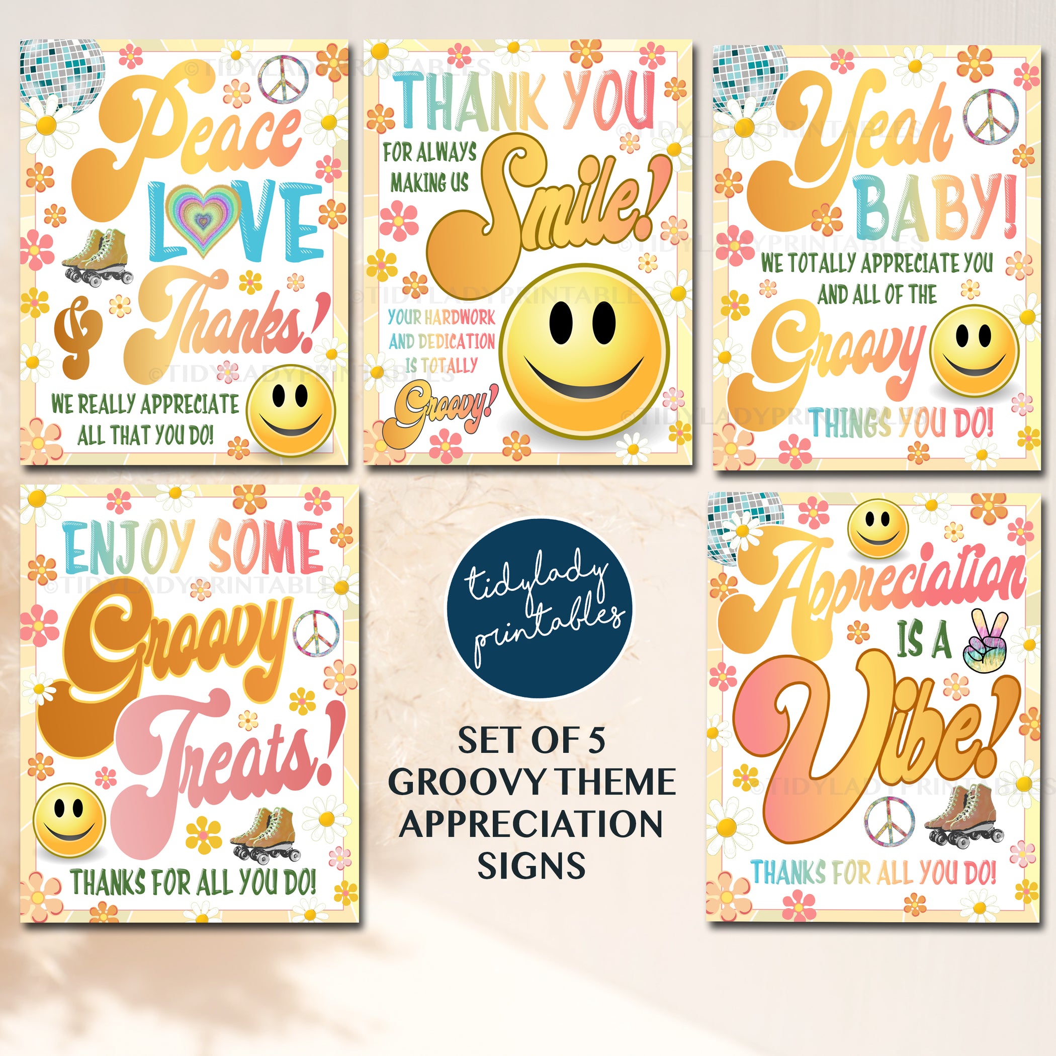 Retro Groovy 60s 70s Theme Teacher Appreciation Week Party Set ...