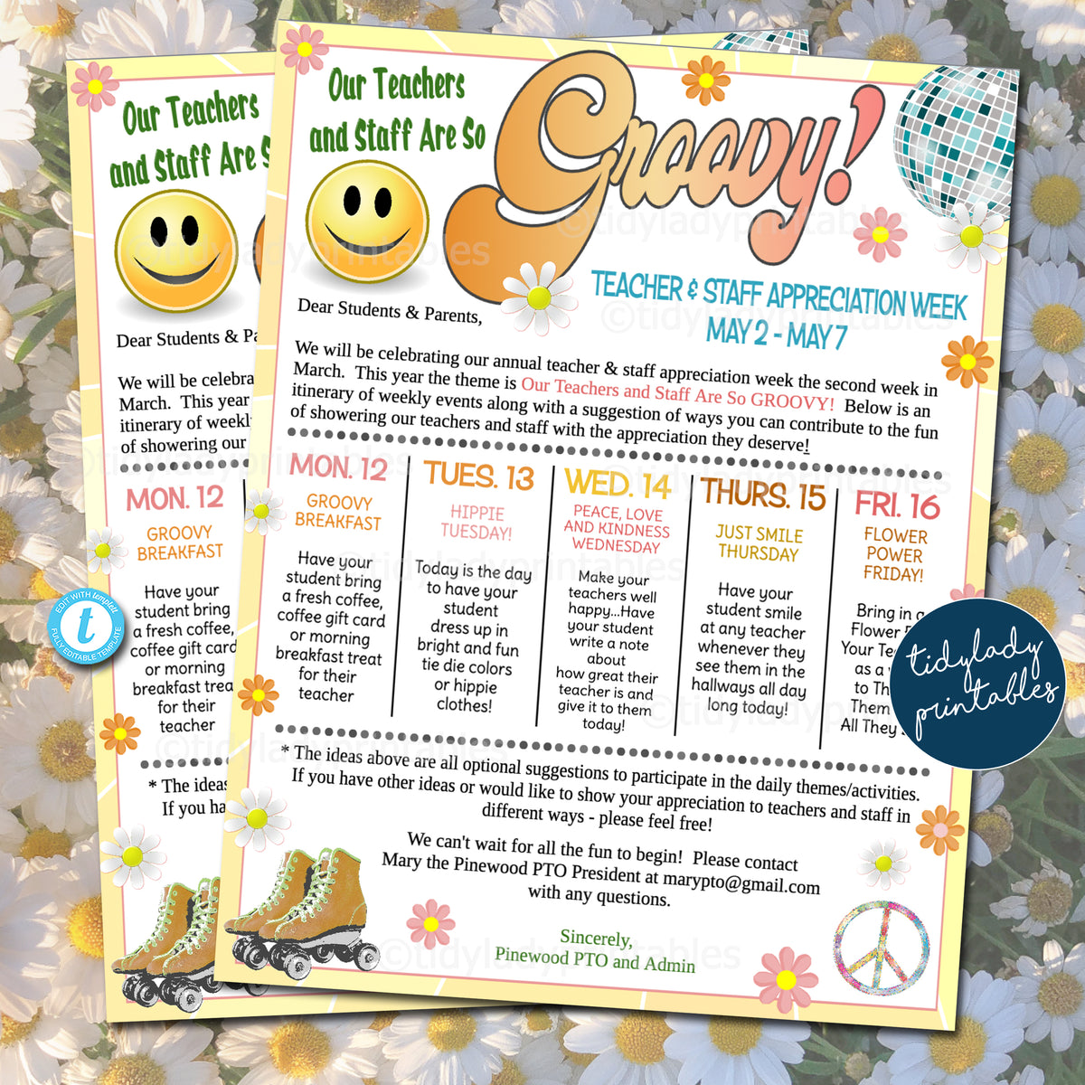Teacher Appreciation Week Itinerary | Groovy 60s 70s Theme — TidyLady ...