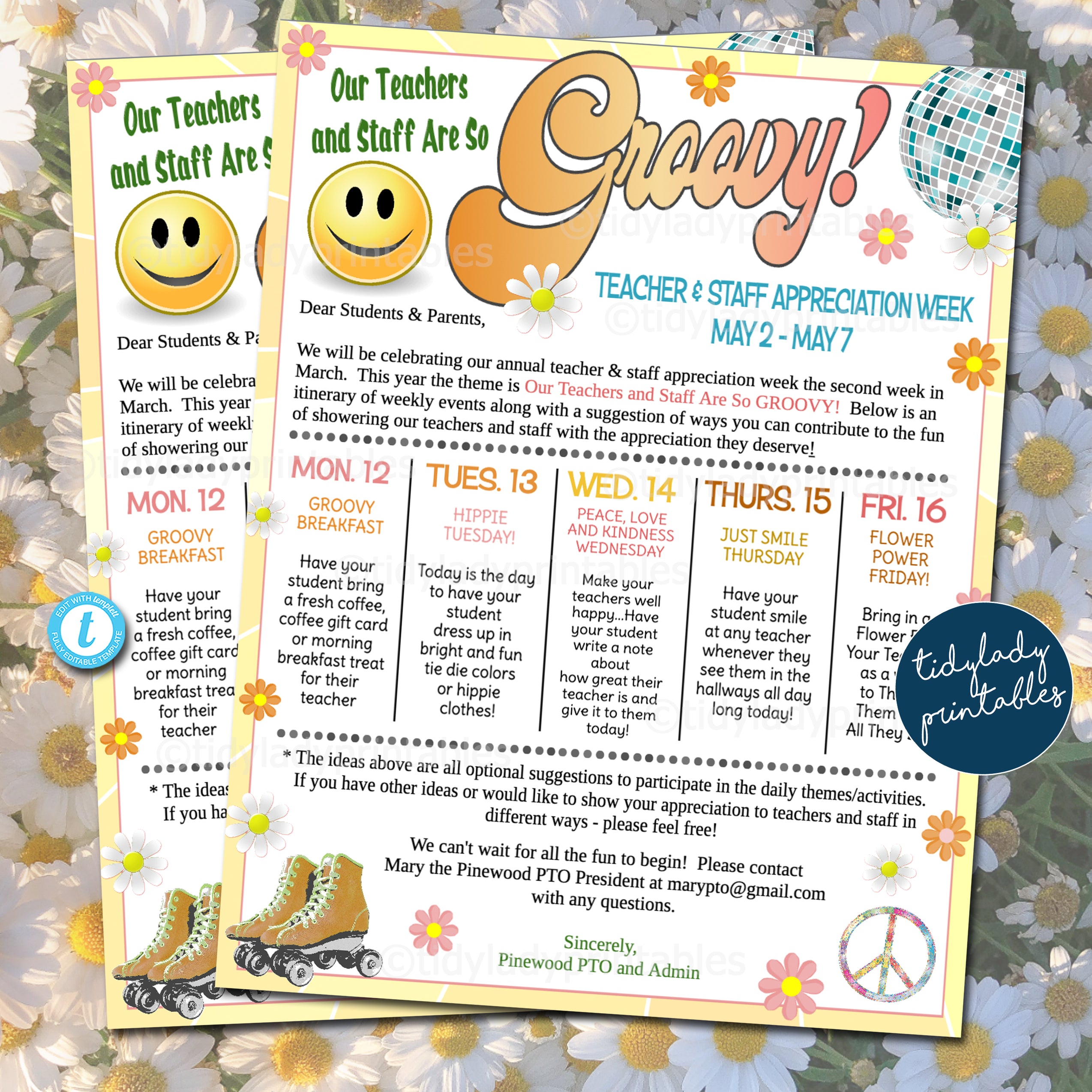 Retro Groovy 60s 70s Theme Teacher Appreciation Week Party Set ...