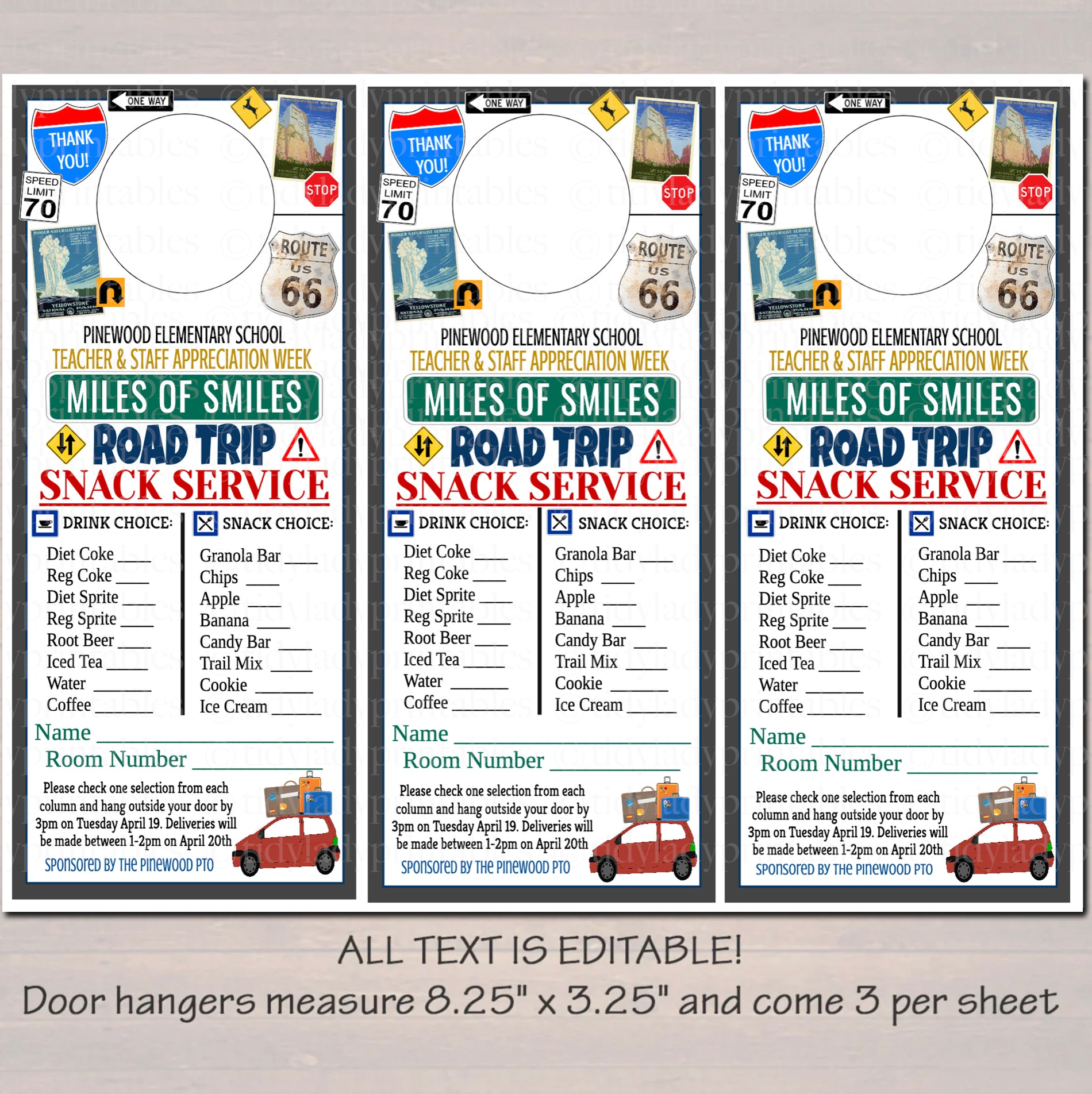 Road Trip Theme Room Service Appreciation Week Door Hanger — TidyLady ...