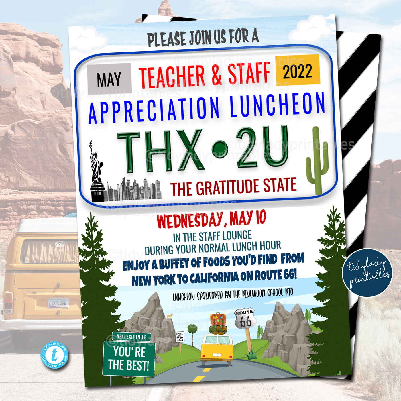 Road Trip Theme Teacher Appreciation Week Printable Party Set ...