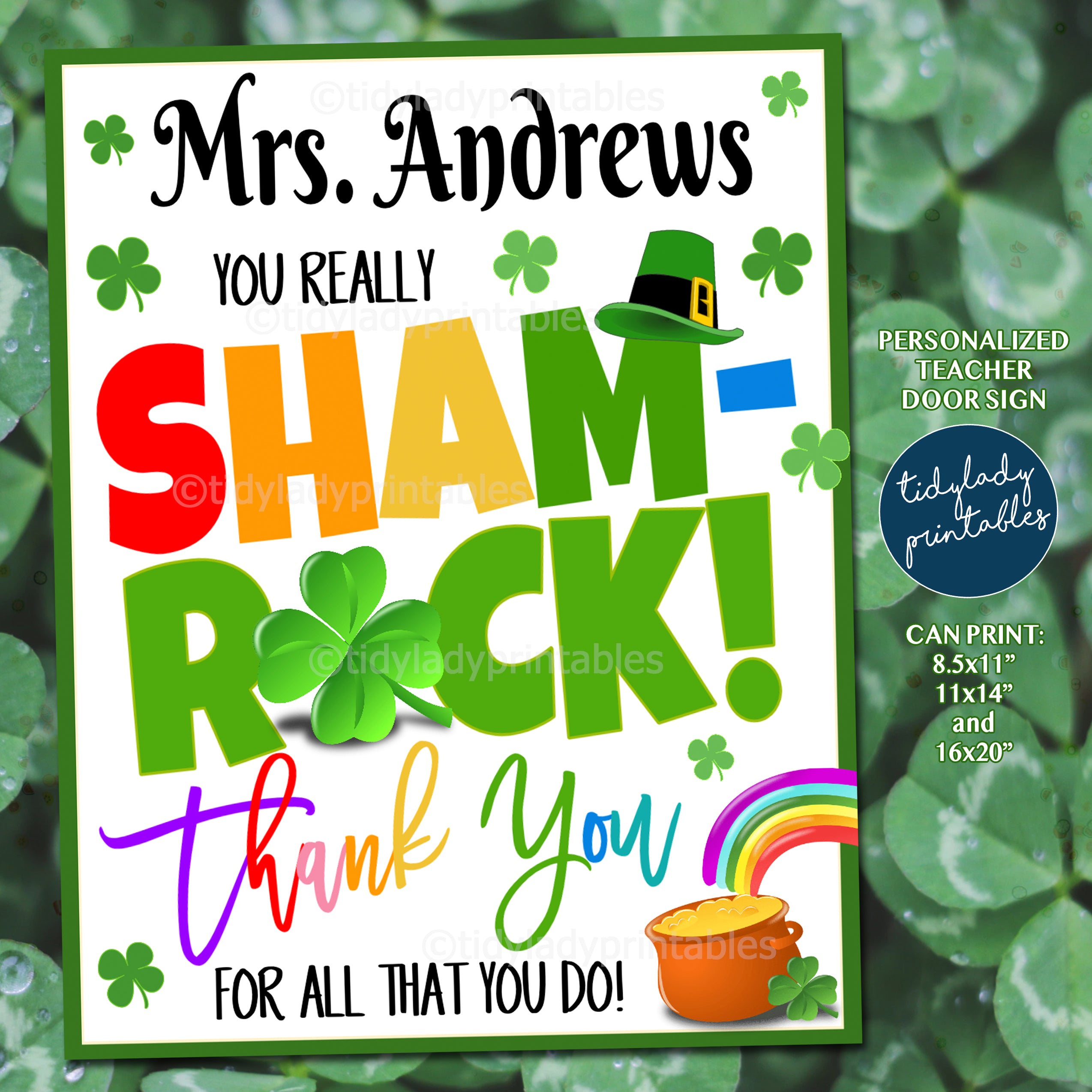St. Patrick's Day Theme Teacher Appreciation Week Printable Party Set ...