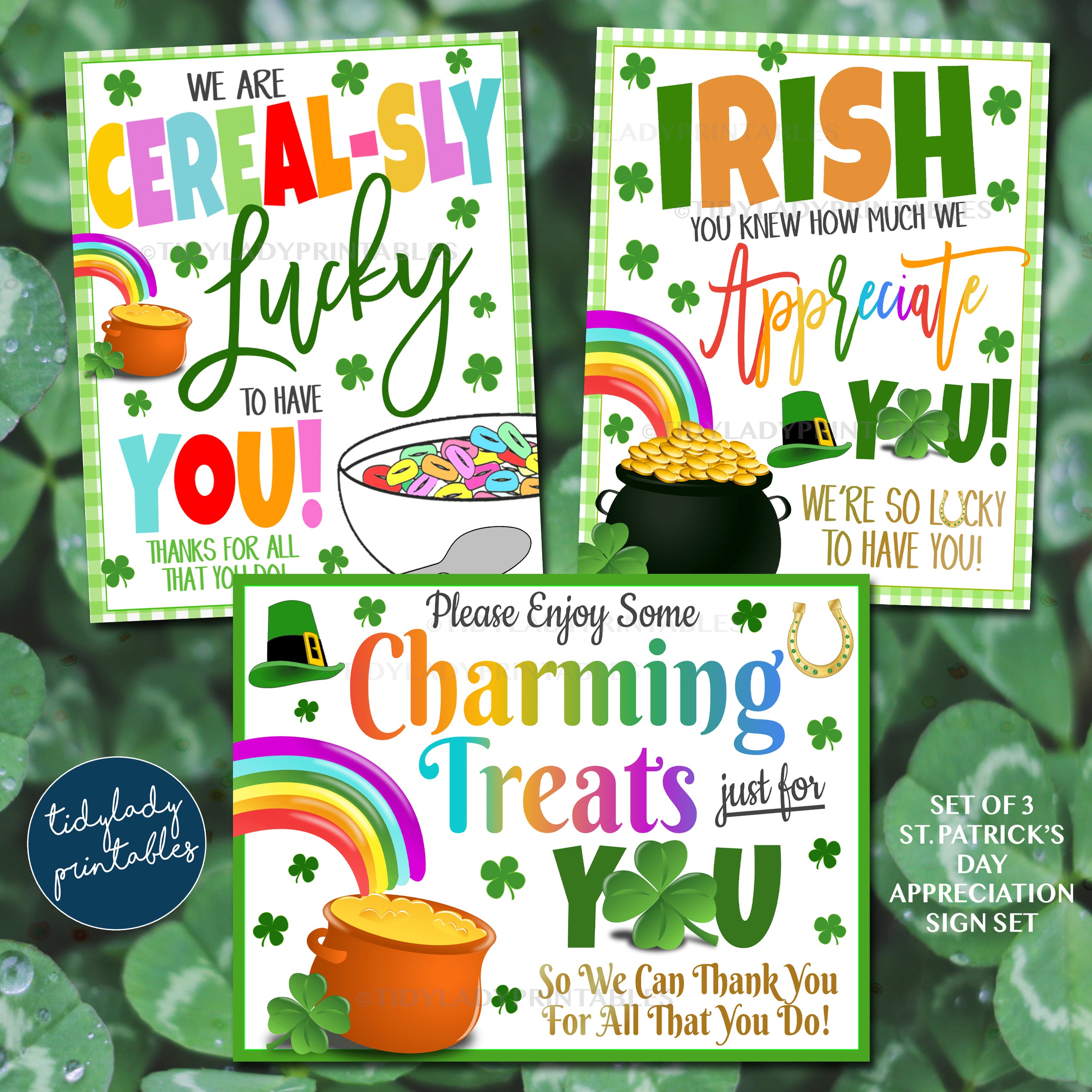St. Patrick's Day Theme Teacher Appreciation Week Printable Party Set ...