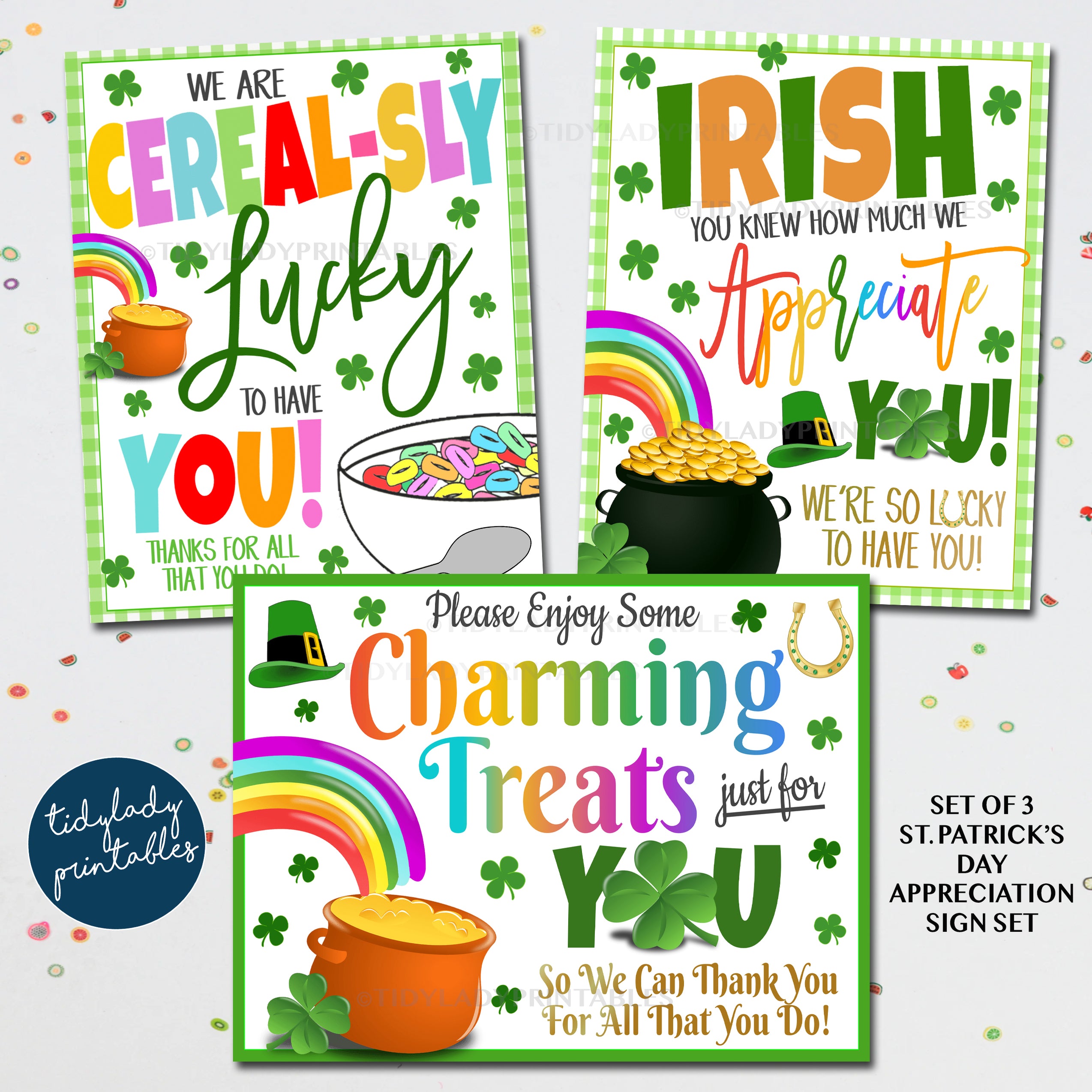 St. Patrick's Day Theme Teacher Appreciation Week Printable Party Set ...