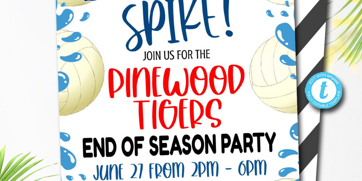 Volleyball Invitation, End of Season Editable Invitation — TidyLady ...