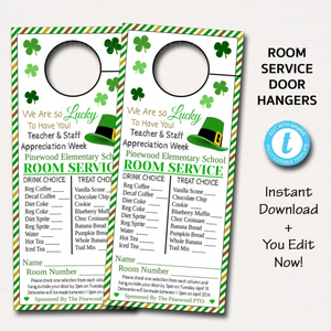 St. Patrick's Day Theme Teacher Appreciation Week Printable Party Set ...