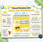 Sunshine Theme Teacher Appreciation Week Printable Party Set — TidyLady ...