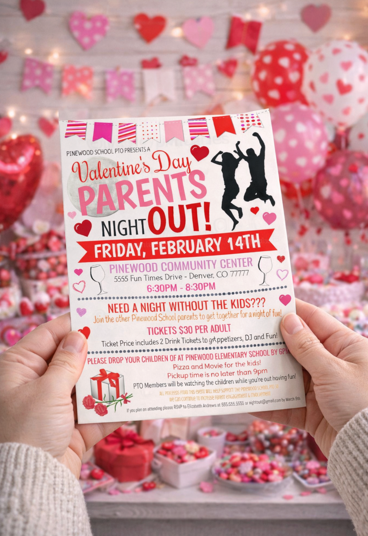 Valentine's Day Parents Night Out Flyer | TidyLady Printables