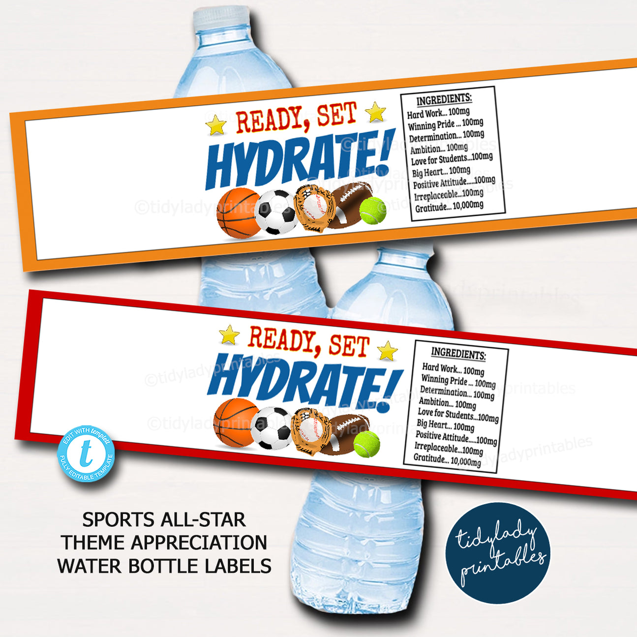 All Star Sports Theme Teacher Appreciation Water Bottle Labels ...