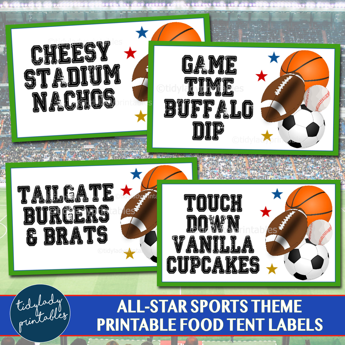 All Star Sports Theme Party Food Tents | TidyLady Printables