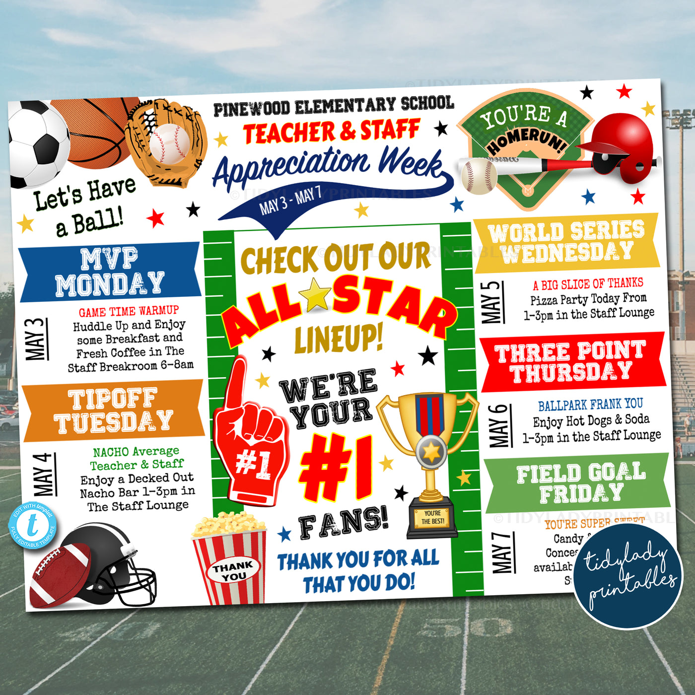 All Star Sports Theme Appreciation Week Itinerary Poster — TidyLady ...