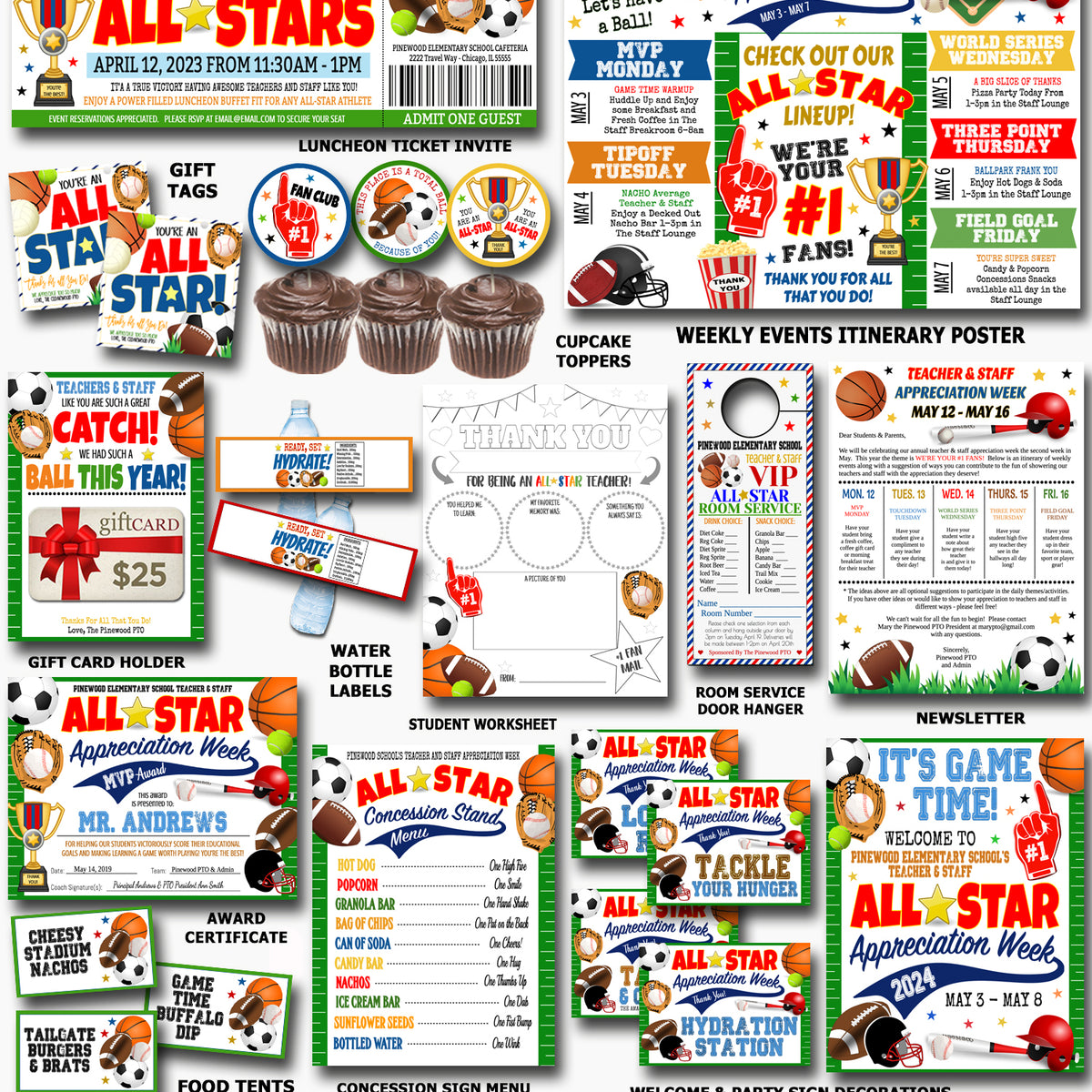 All Star Sports Theme Appreciation Week Printable Party Set — TidyLady ...