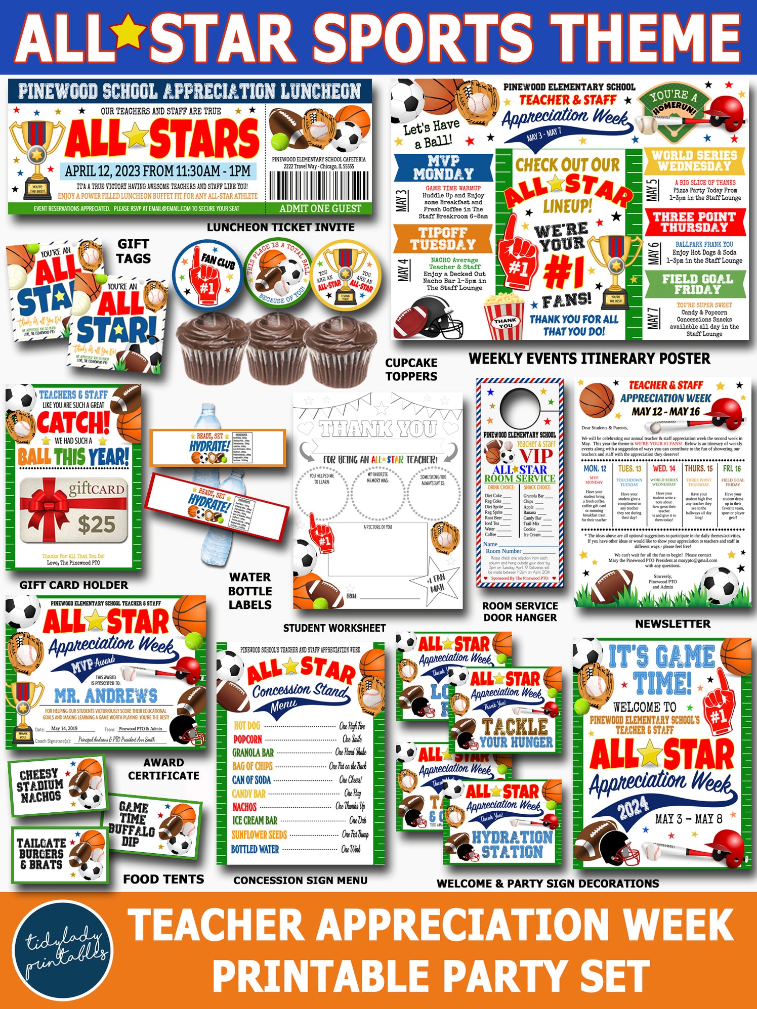 All Star Sports Theme Appreciation Week Printable Party Set — TidyLady ...