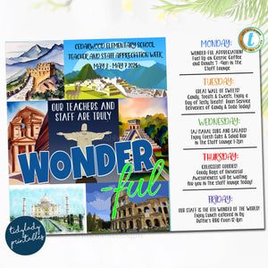 7 Wonders of the World Appreciation Week Itinerary Template — TidyLady ...