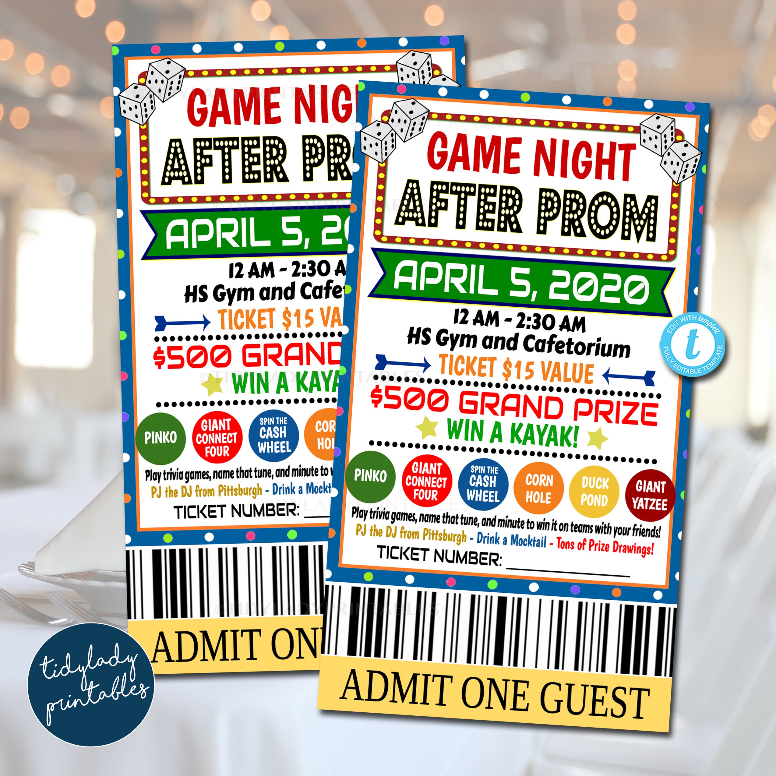 After Prom Game Night Party Template Set | Tidylady Printables ...