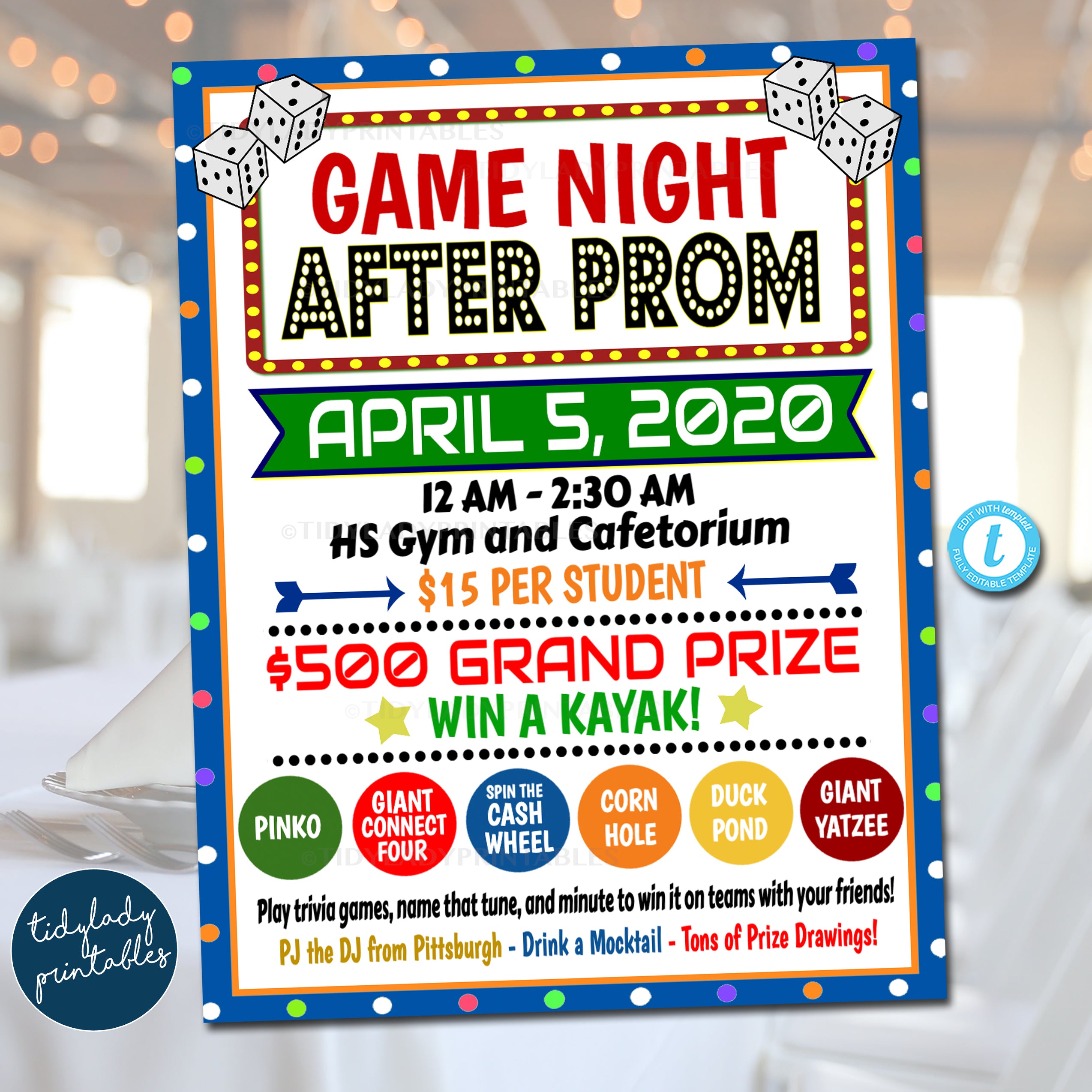 After Prom Game Night Party Template Set | Tidylady Printables ...