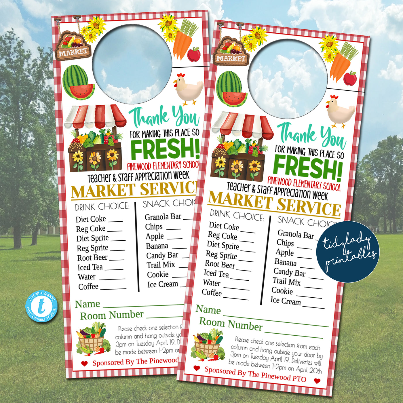 Farmers Market Theme Teacher Appreciation Week Printable Set — TidyLady ...