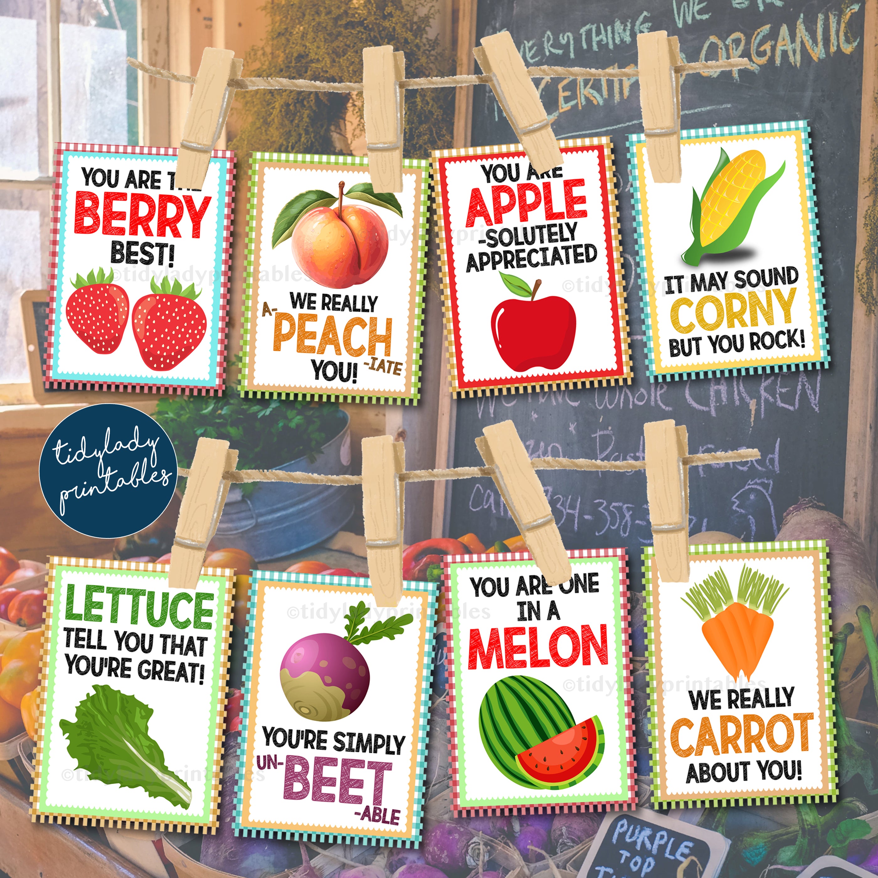 Farmers Market Theme Teacher Appreciation Week Printable Set — TidyLady ...