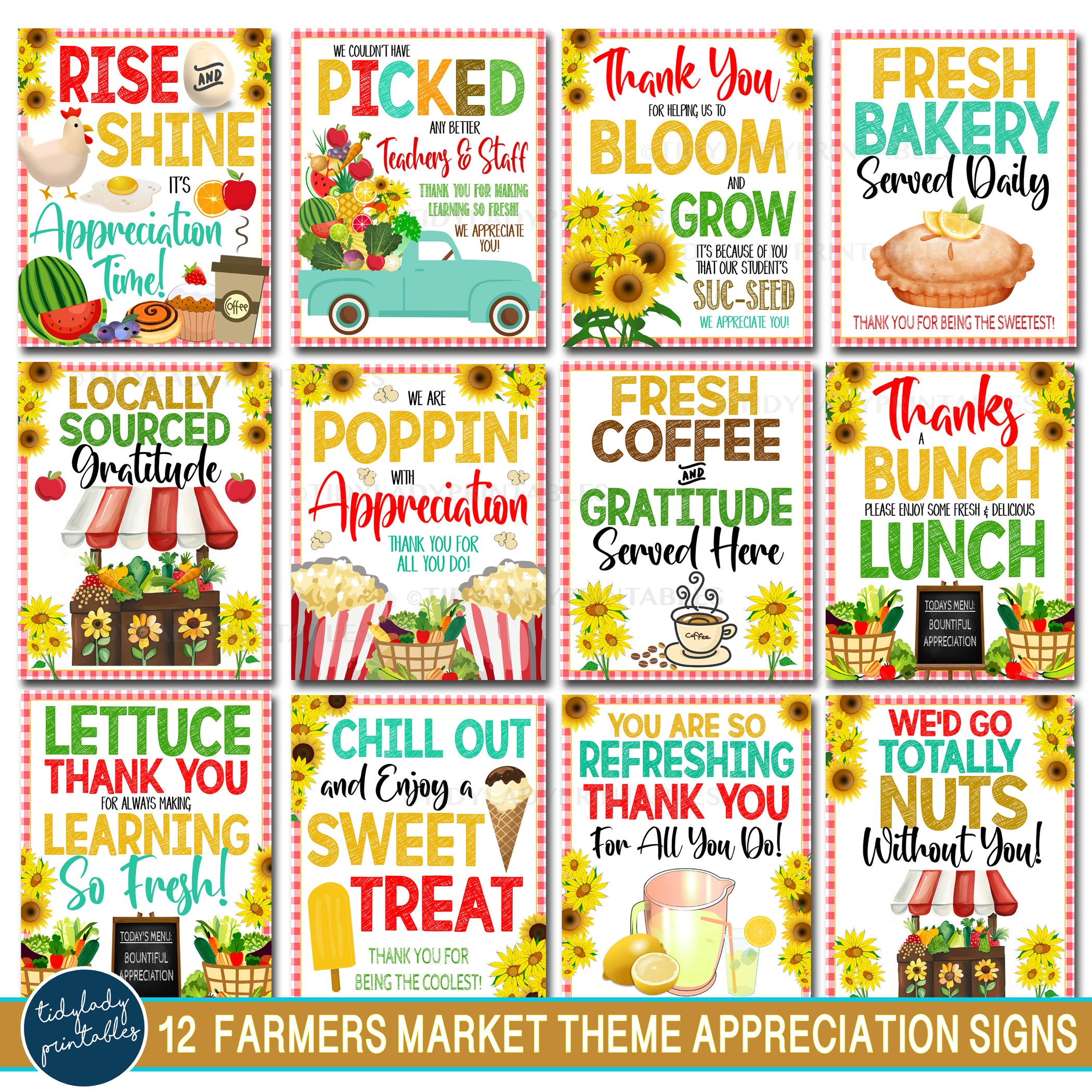 Farmers Market Theme Teacher Appreciation Week Printable Set — TidyLady ...