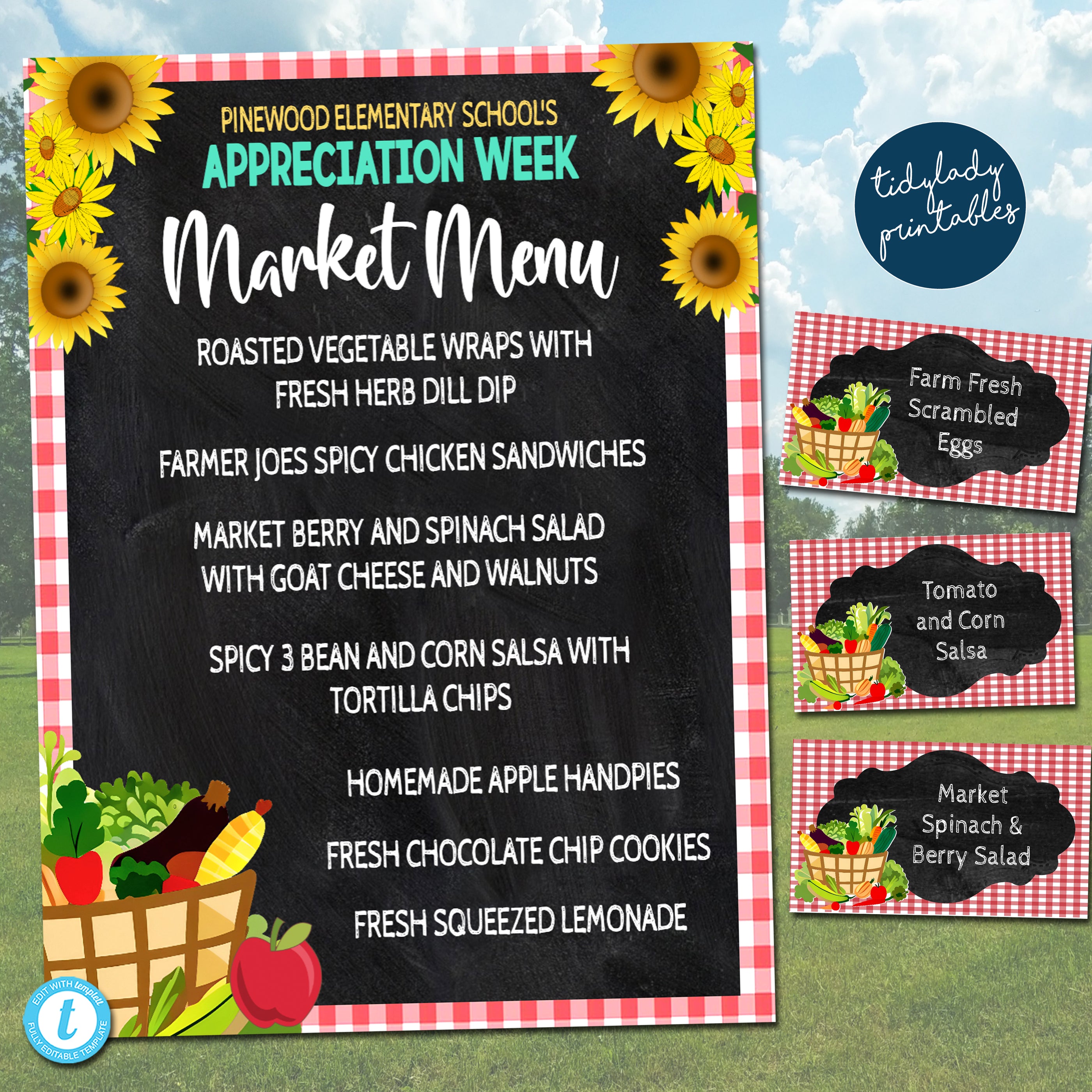 Farmers Market Theme Teacher Appreciation Week Printable Set — TidyLady ...