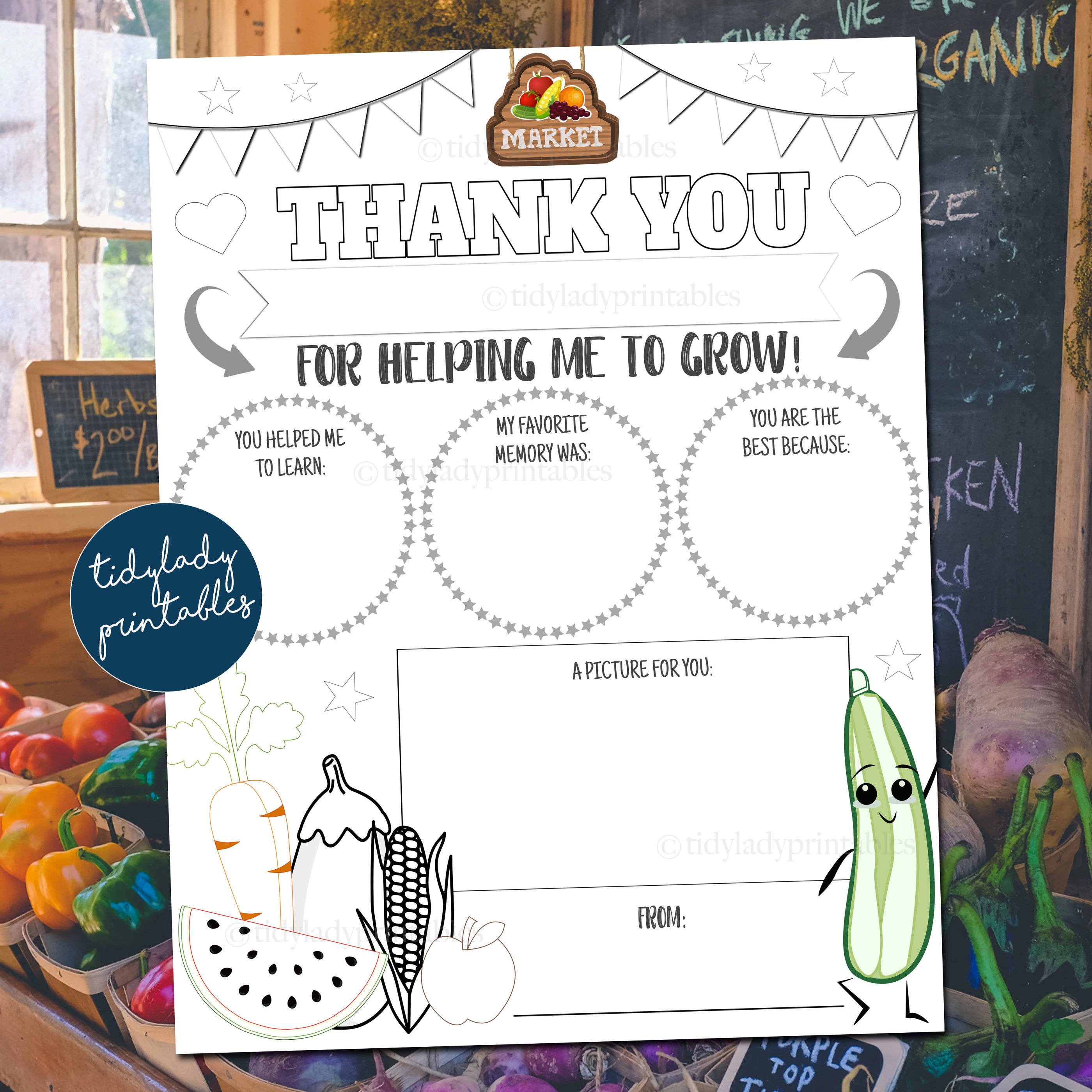 Farmers Market Theme Teacher Appreciation Week Printable Set — TidyLady ...