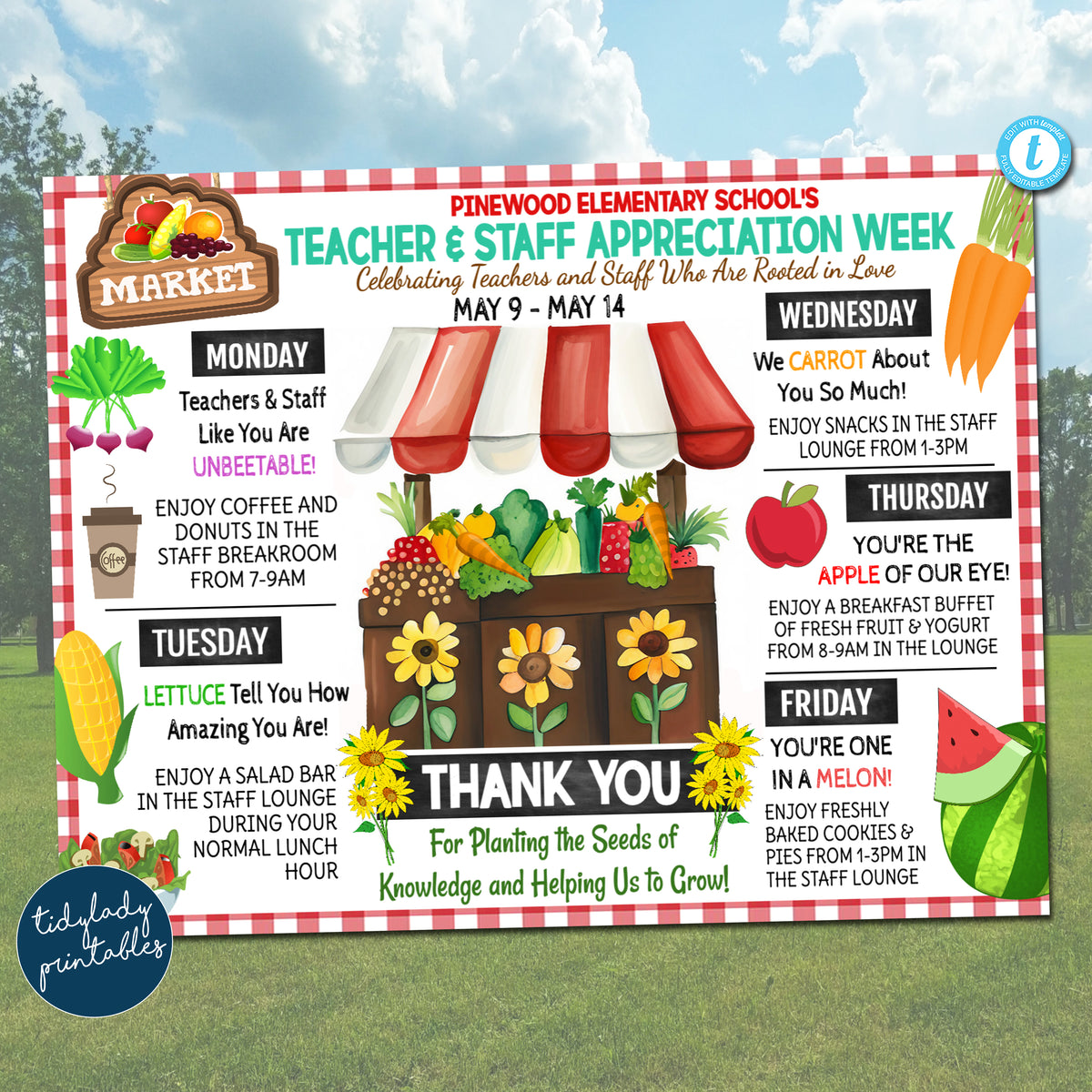 Farmers Market Theme Teacher Appreciation Week Itinerary — TidyLady ...