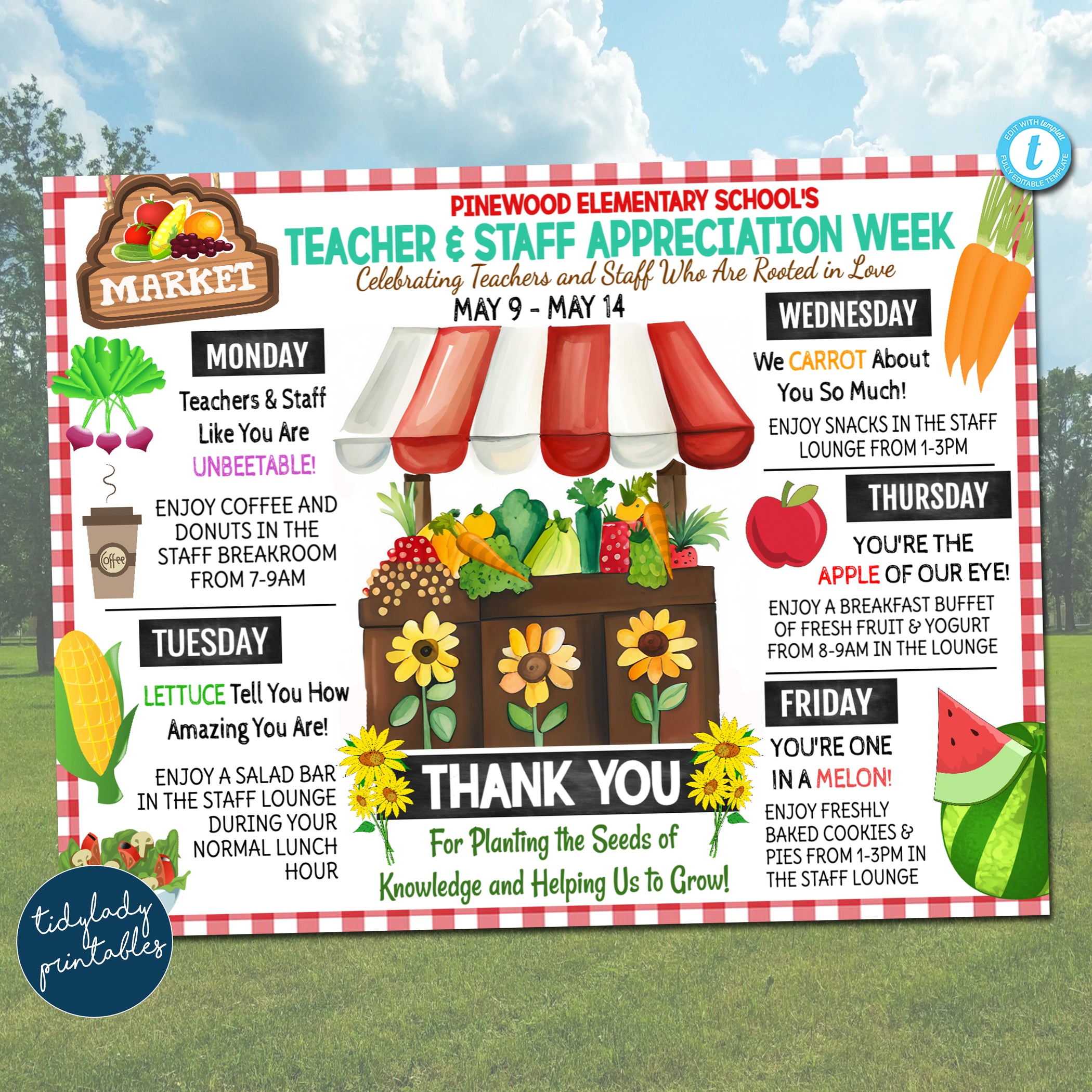 Farmers Market Theme Teacher Appreciation Week Printable Set — TidyLady ...