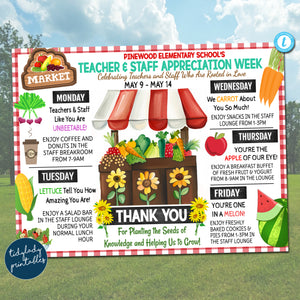 Farmers Market Theme Teacher Appreciation Week Printable Set — TidyLady ...