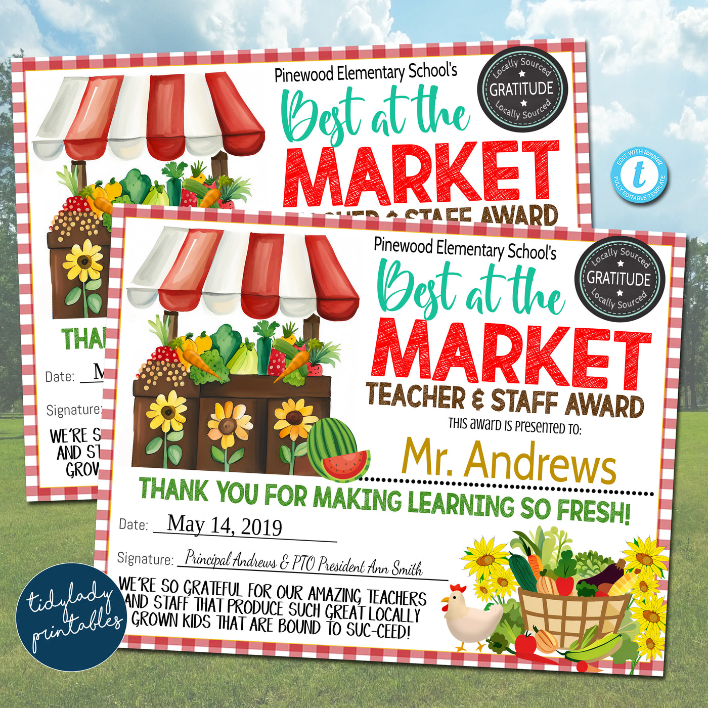 Farmers Market Theme Teacher Appreciation Week Printable Set — TidyLady ...