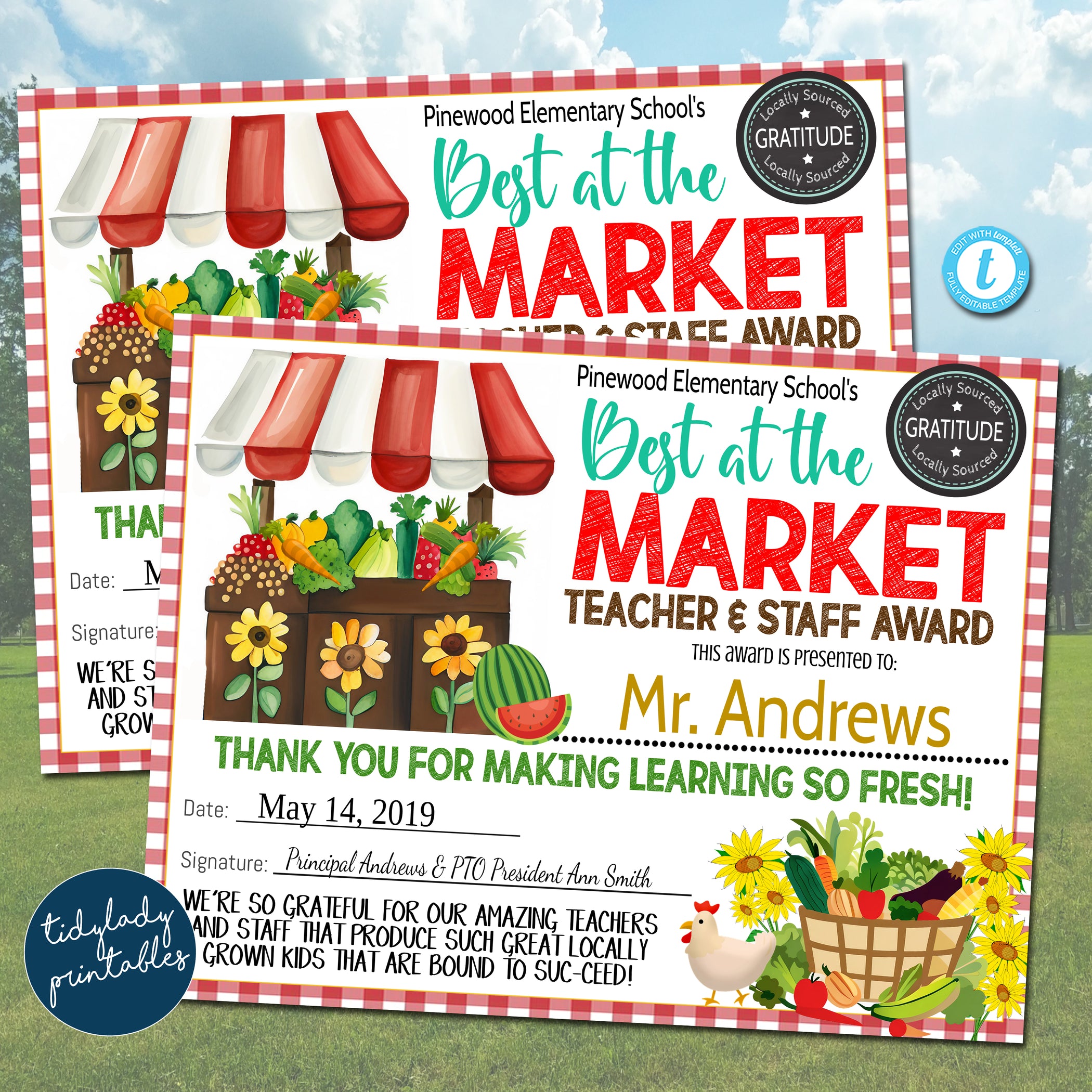 Farmers Market Theme Teacher Appreciation Week Printable Set — TidyLady ...