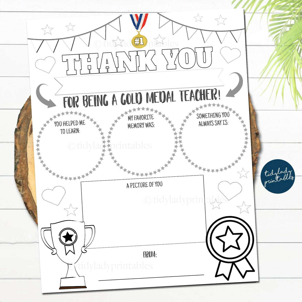 Gold Medal Theme Teacher Appreciation Worksheet Printable — TidyLady ...