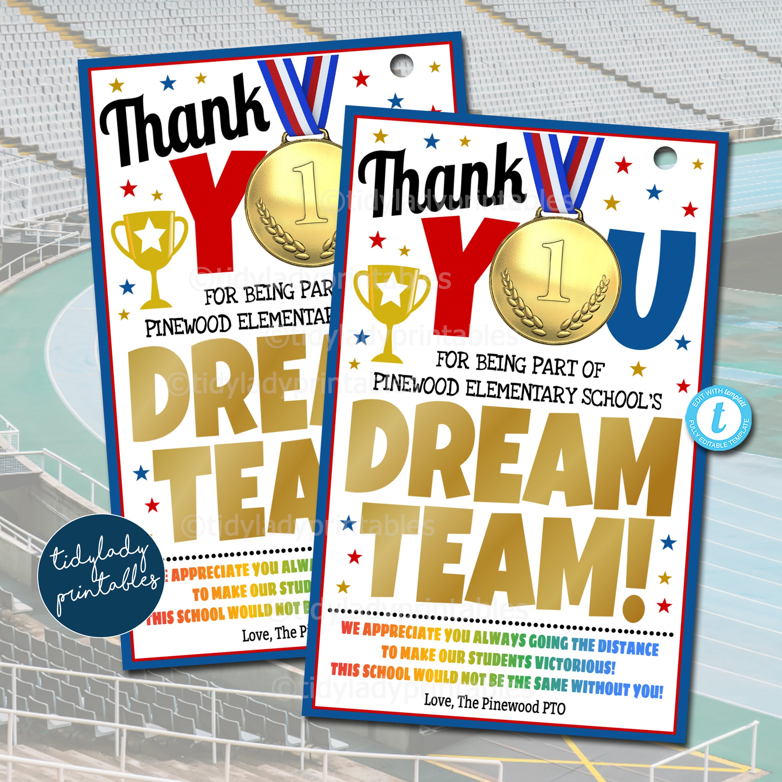 Gold Medal Theme Teacher Appreciation Week Printable Party Set ...