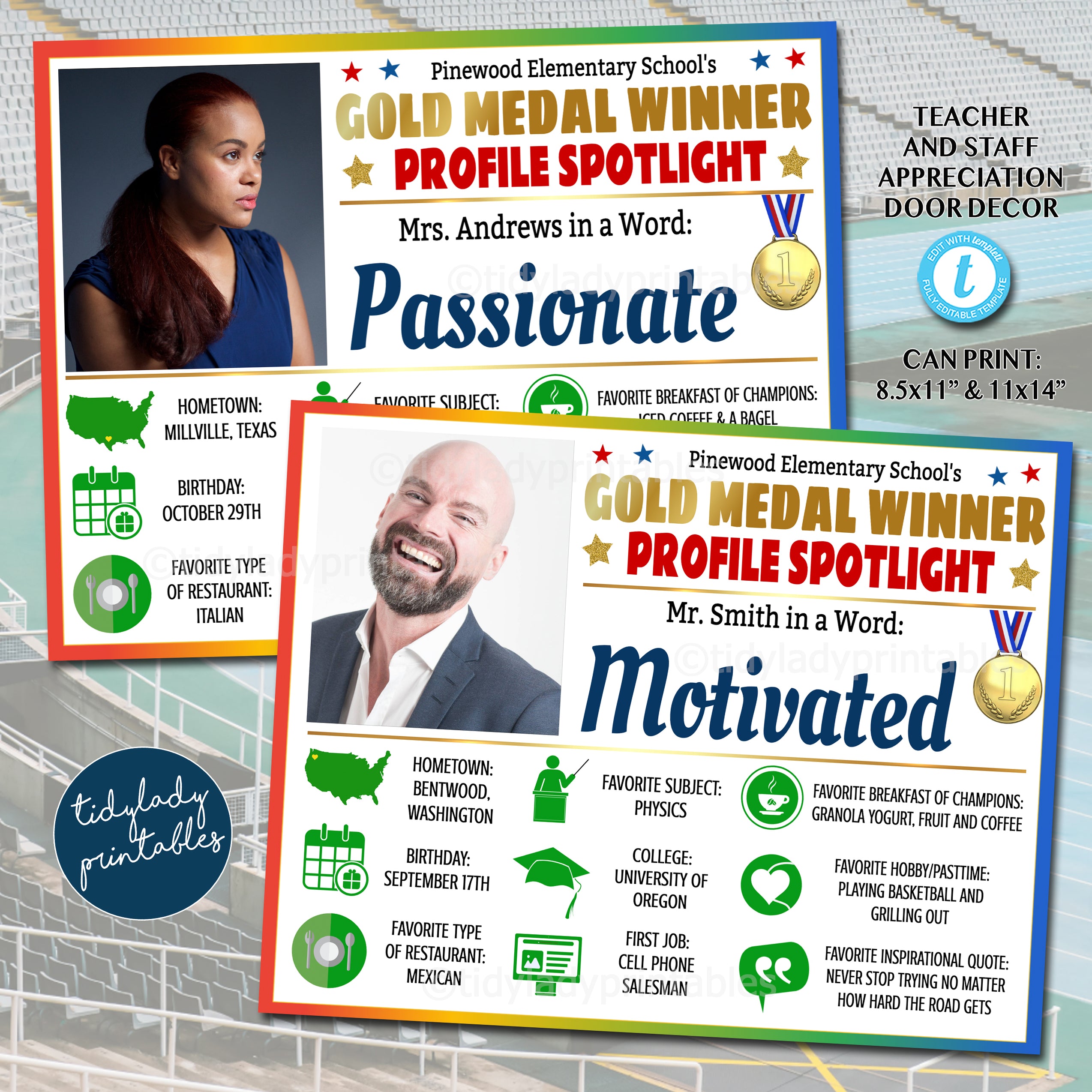 Gold Medal Theme Teacher Appreciation Week Athlete Posters — TidyLady ...
