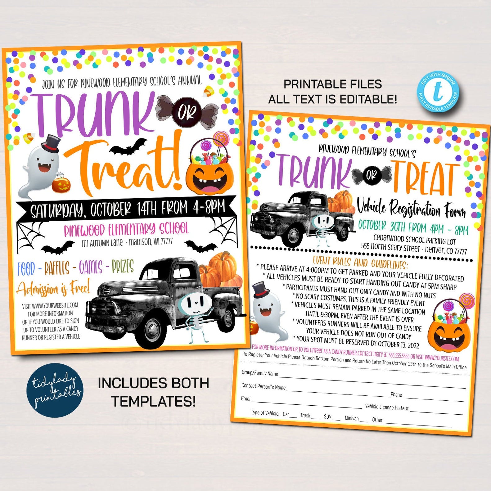 Halloween Trunk or Treat Fundraiser Editable Template Set — TidyLady ...