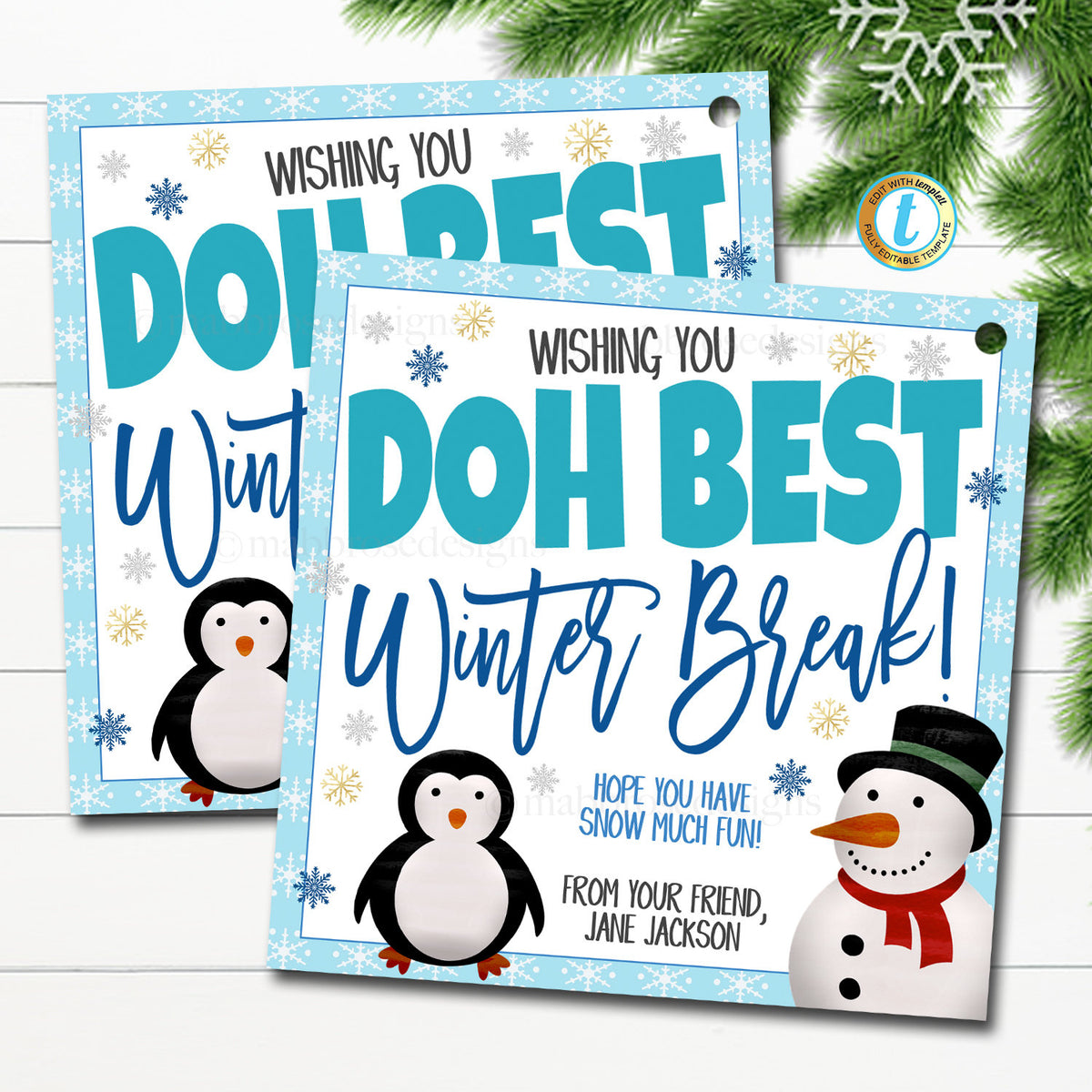 Christmas Winter Break Gift Tags, Holiday Play Dough Tags, — TidyLady ...