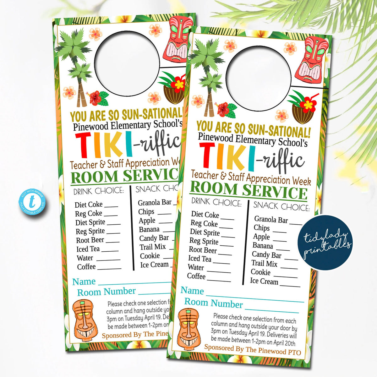 Beach Theme Room Service Door Hanger, Teacher Appreciation Week ...