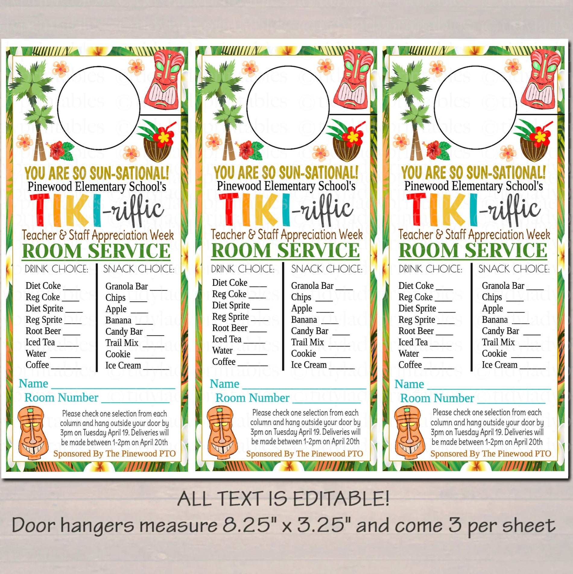 Beach Theme Room Service Door Hanger, Teacher Appreciation Week ...