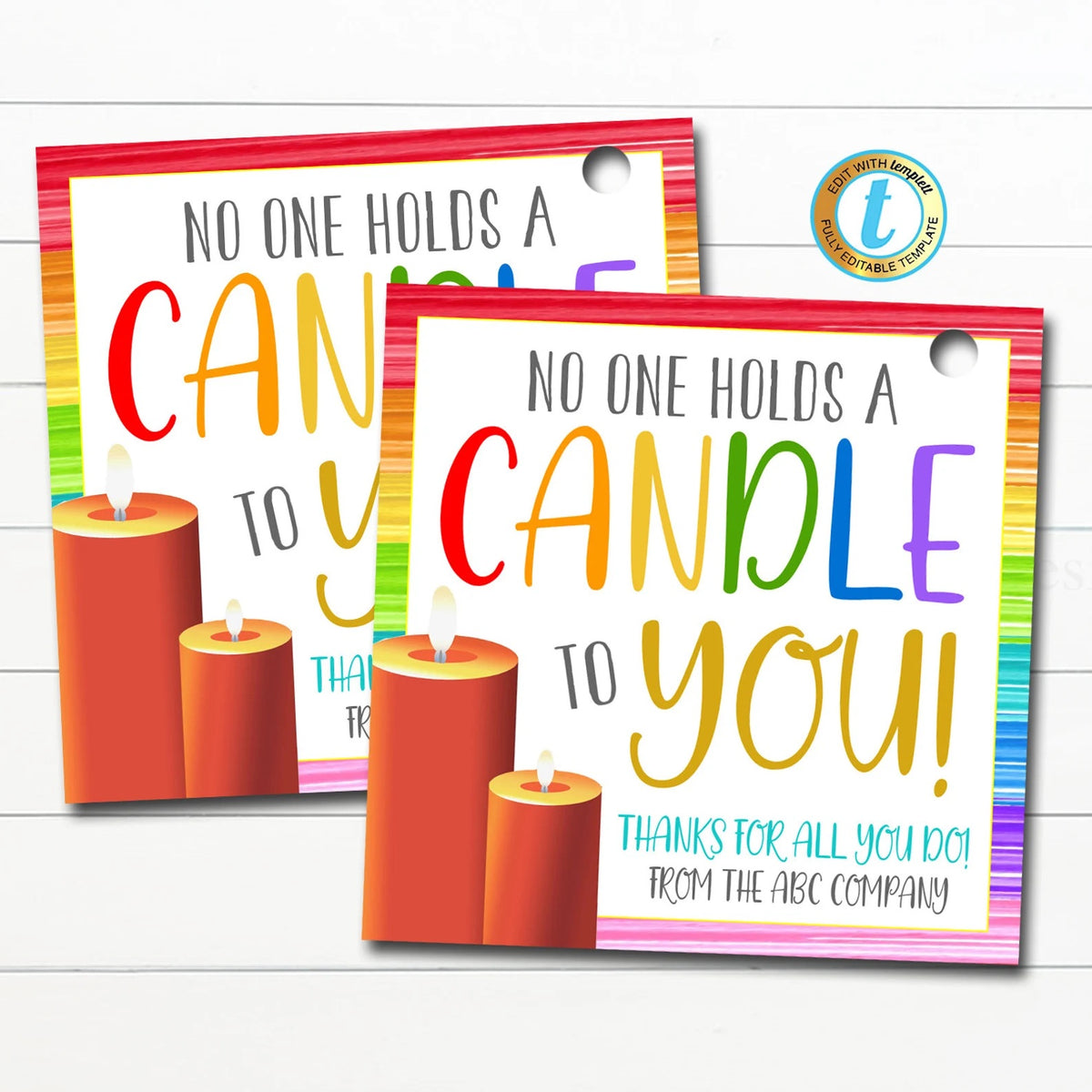 Candle Gift Tags, Staff Teacher Appreciation, Thank You Gift Tag ...