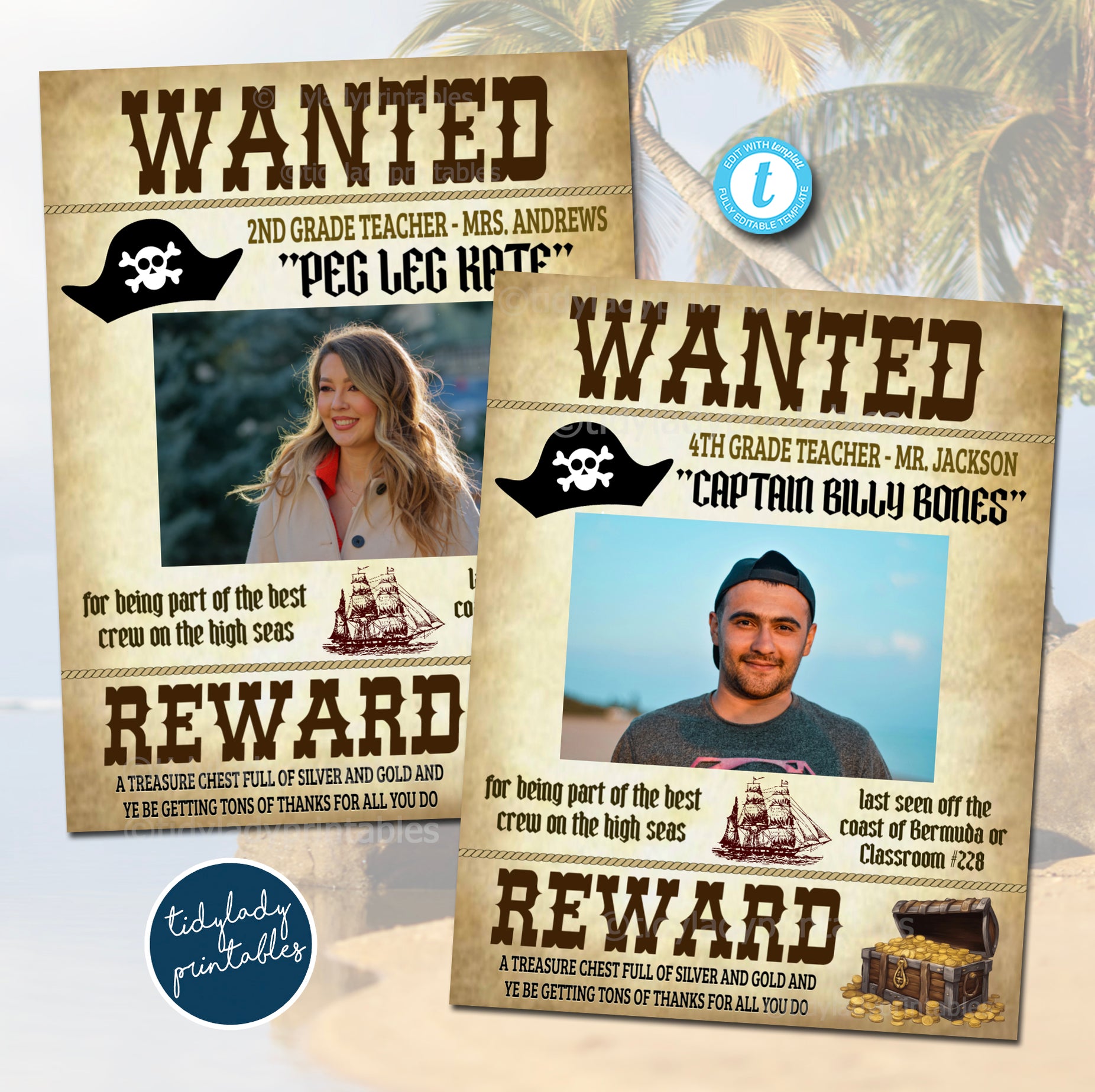 Pirate Theme Wanted Reward Poster Teacher Appreciation Week — TidyLady ...