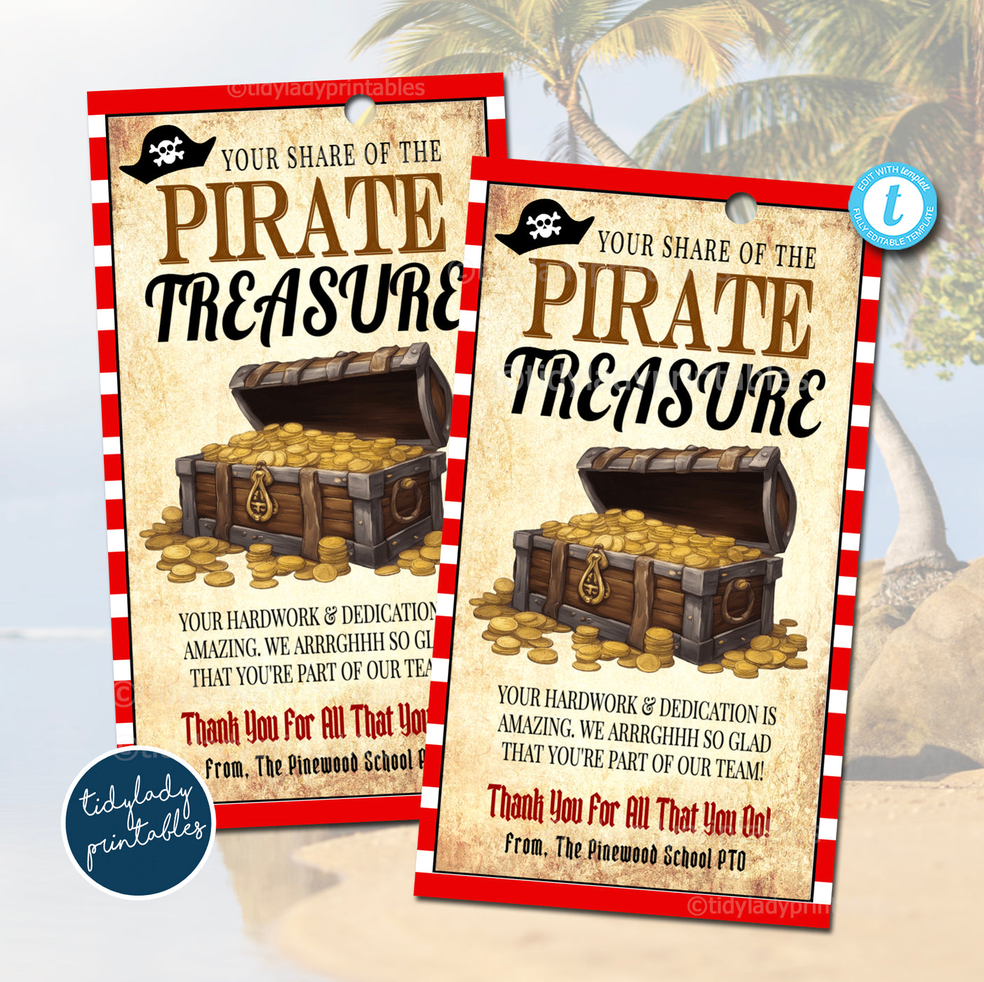 Pirate Theme Staff Teacher Appreciation Week Gift Tags — TidyLady ...