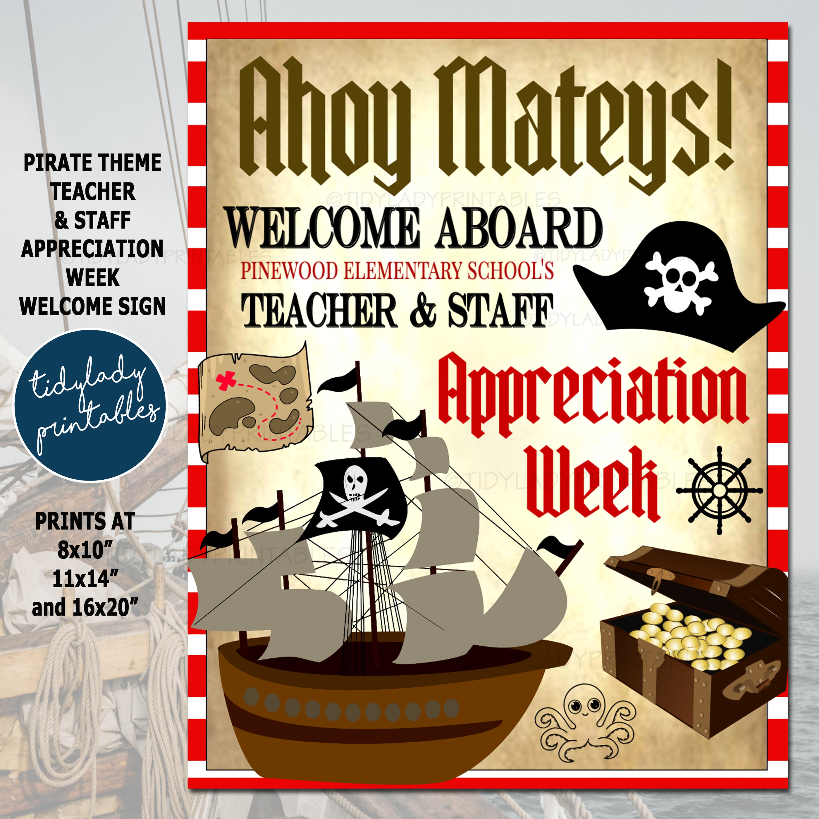 Pirate Theme Teacher Appreciation Week Printable Party Set — TidyLady ...