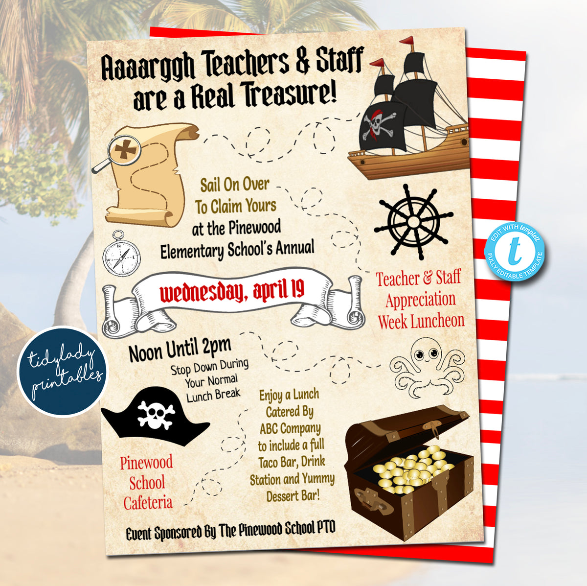 Pirate Theme Teacher Appreciation Week Invite | Tidylady Printables ...