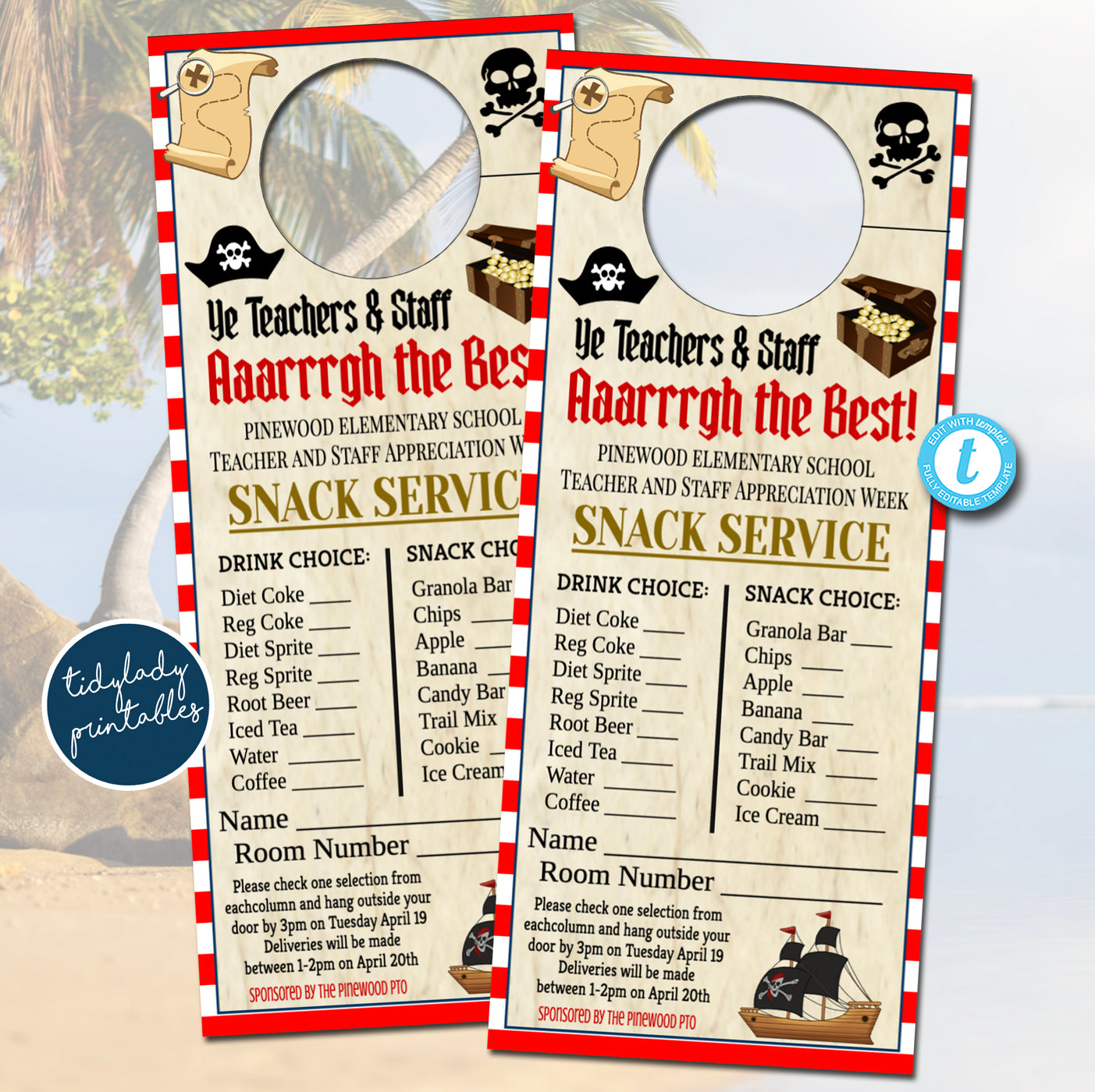 Pirate Theme Teacher Appreciation Week Printable Party Set — TidyLady ...
