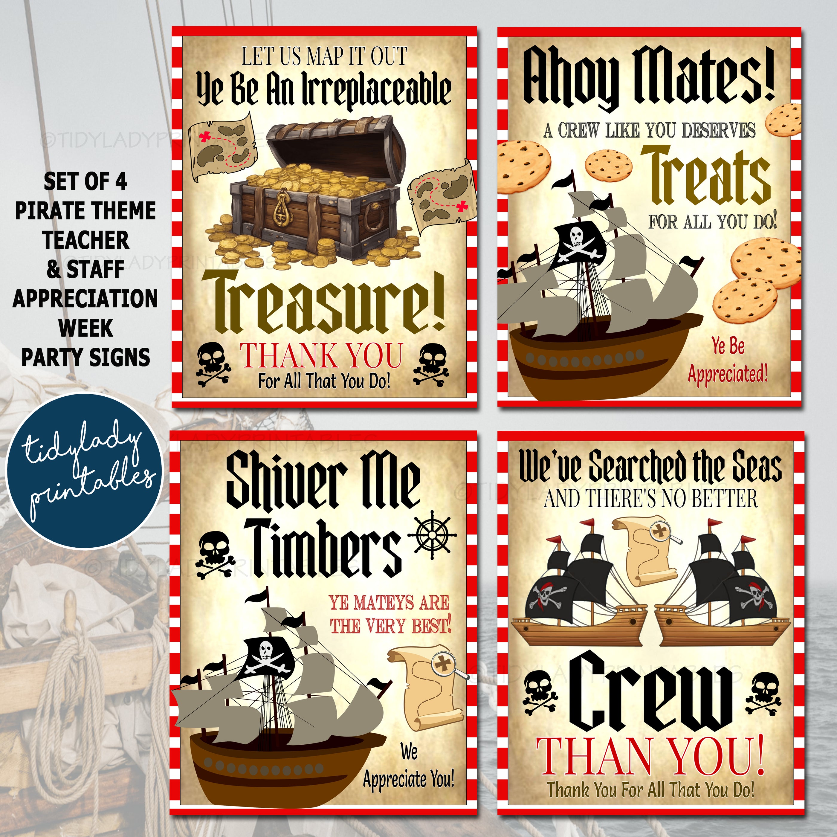 Pirate Theme Teacher Appreciation Week Printable Party Set — TidyLady ...