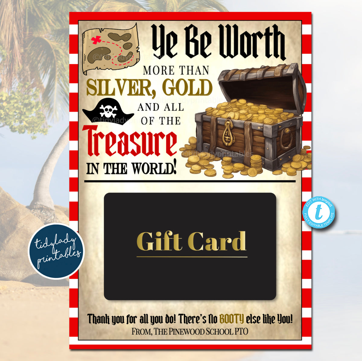 Pirate Theme Staff Teacher Appreciation Week Gift Card Holder ...